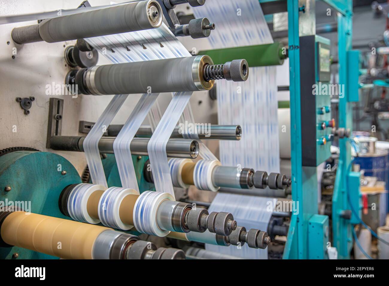 Production of duct tape.Packing tape manufacturing. Strapping Machine ...