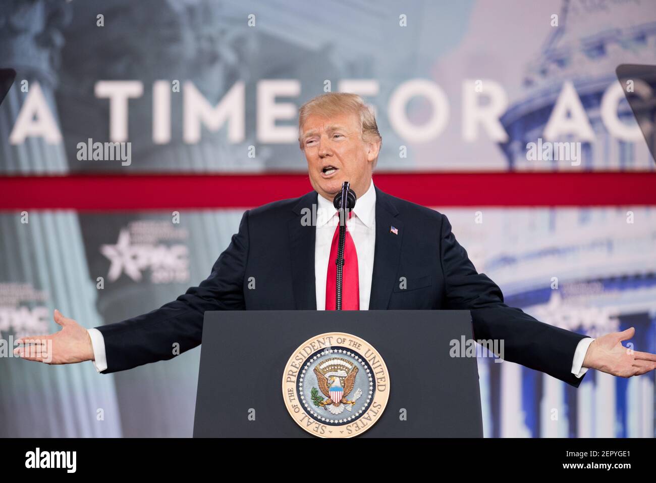 President Donald Trump at the Conservative Political Action Conference ...