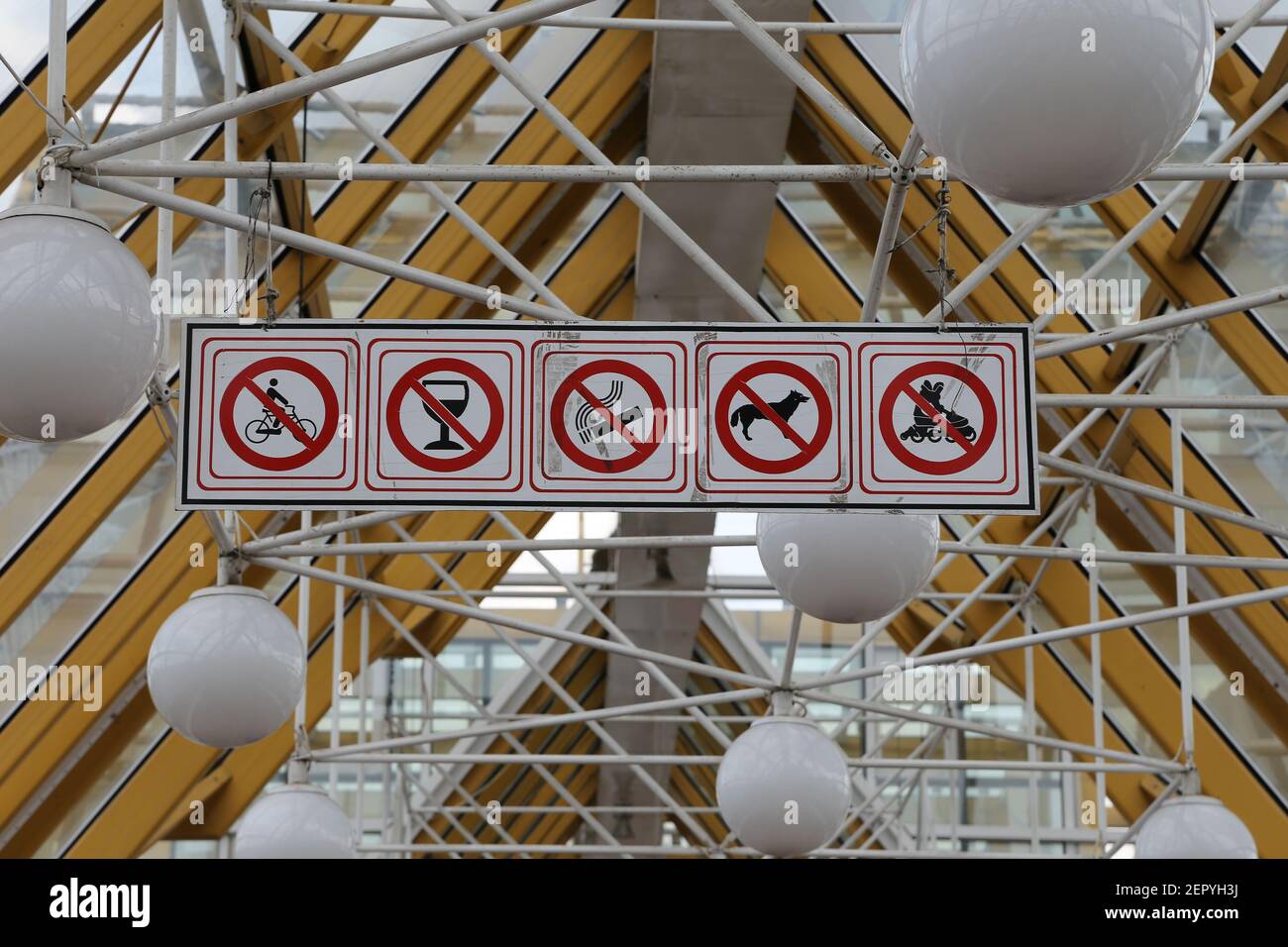 board with a range of prohibition signs Stock Photo - Alamy
