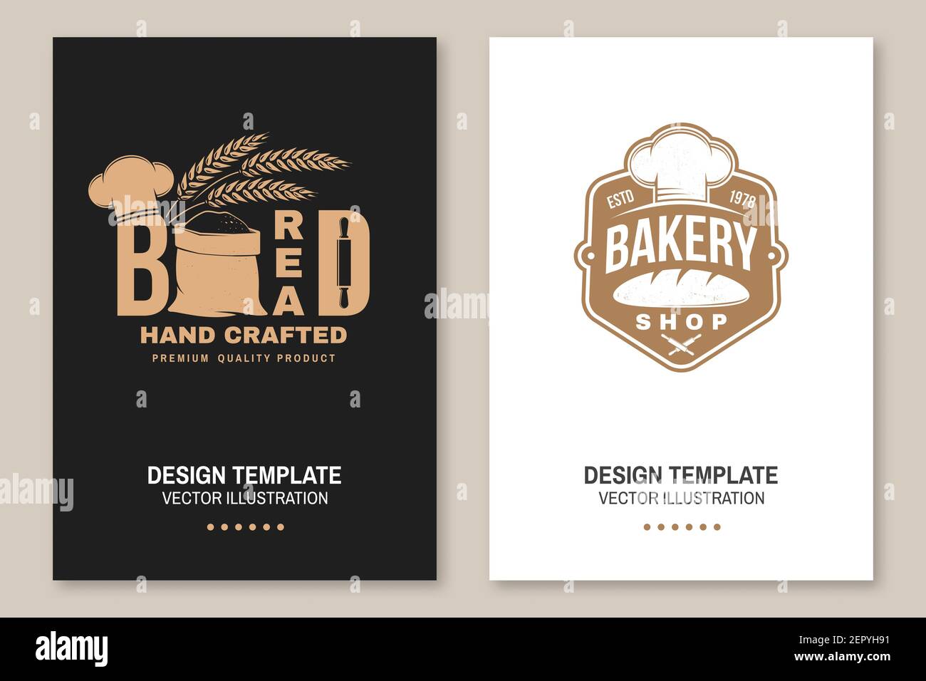 Hand crafted bread flyer, brochure, banner, poster. Vector illustration ...