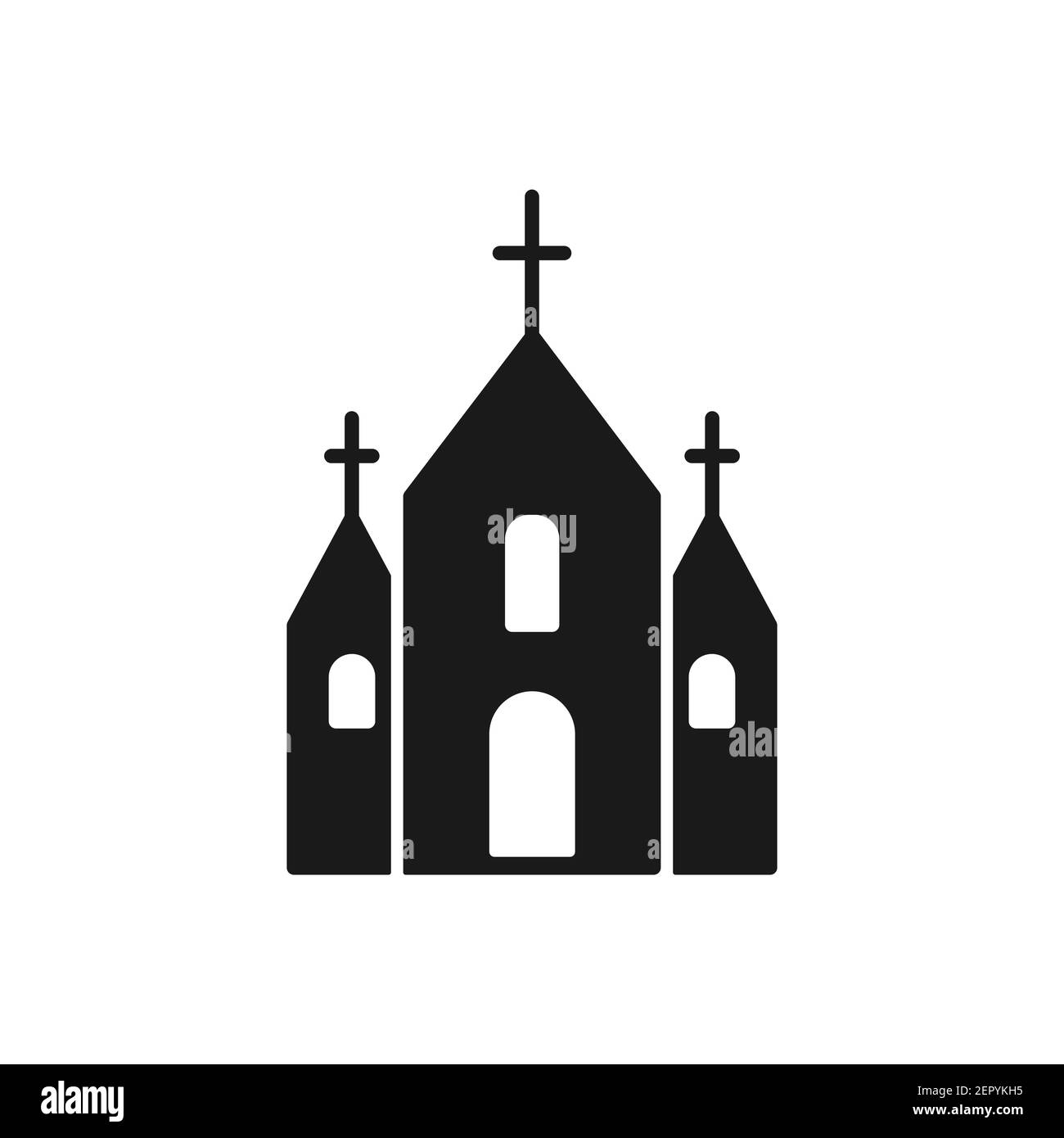 Church icon. Holy place building silhouette sign. Church outline black ...