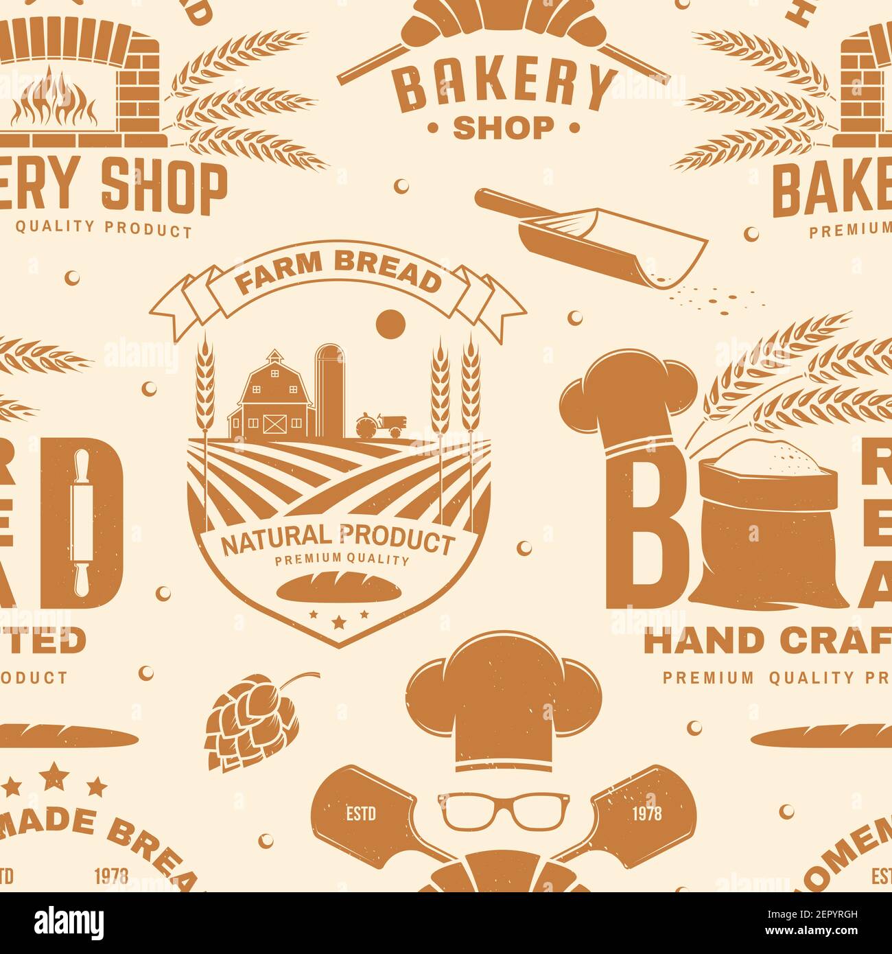 Bakery shop seamless pattern or background. Vector illustration ...