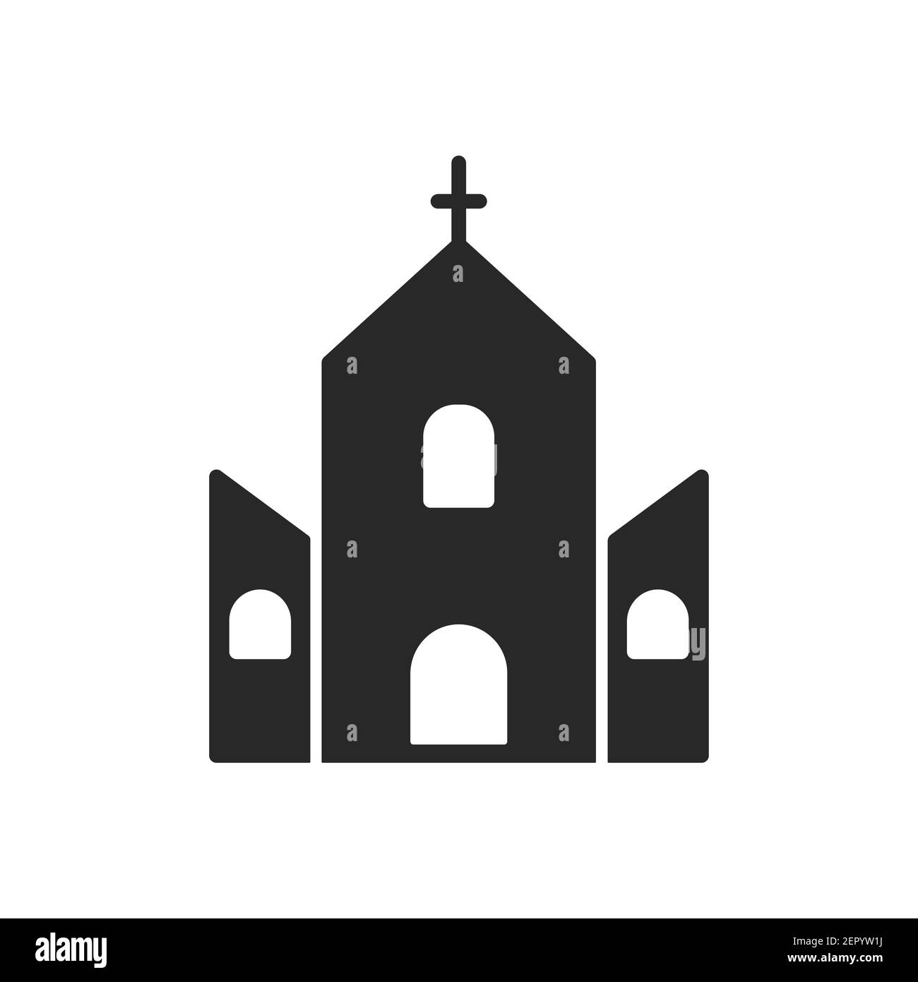 Church icon. Holy place building silhouette sign. Church outline black ...