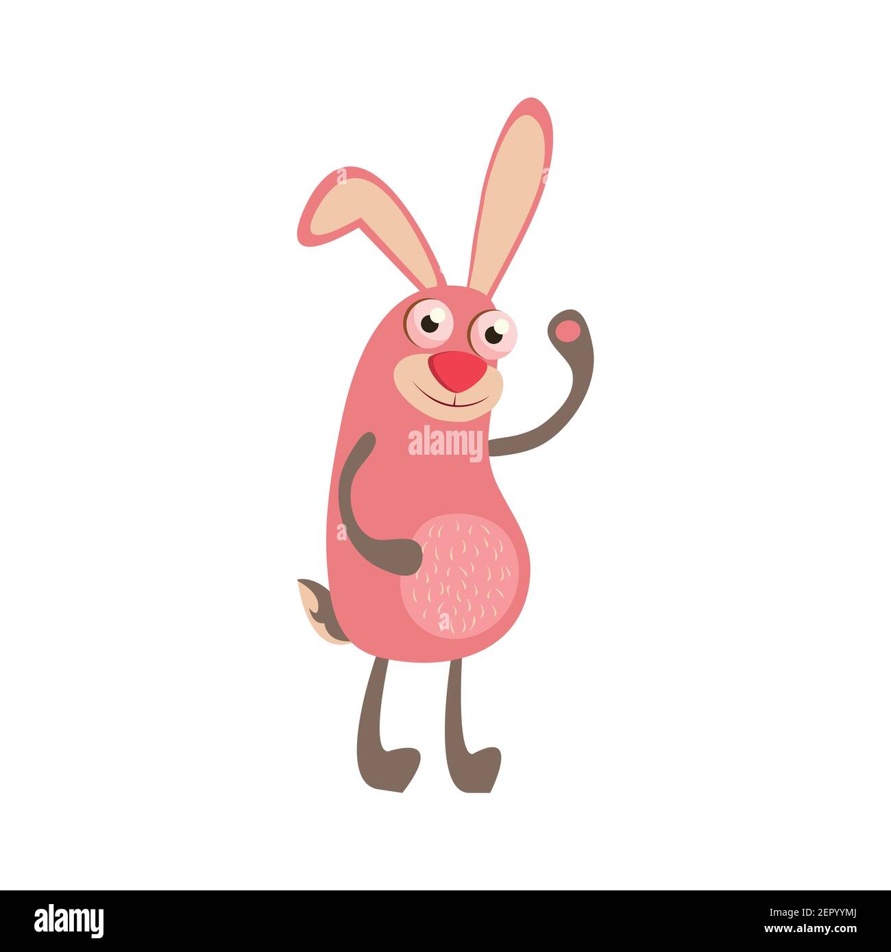 Vector illustration of a pink rabbit on a white background. Funny hare ...