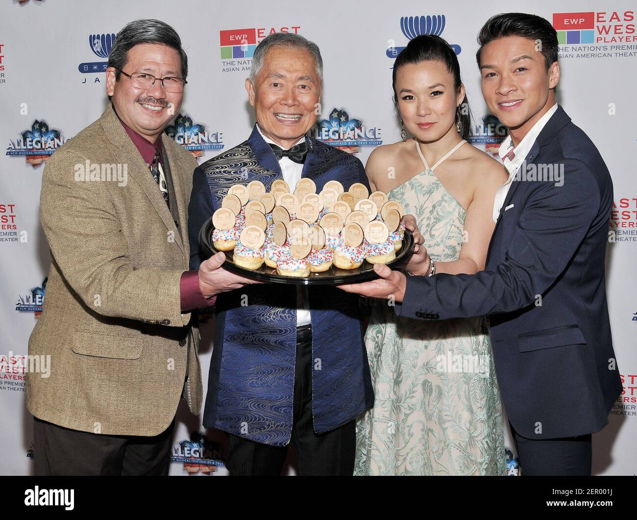 (L-R) Scott Watanabe, George Takei, Elena Wang and Ethan Le Phong ...