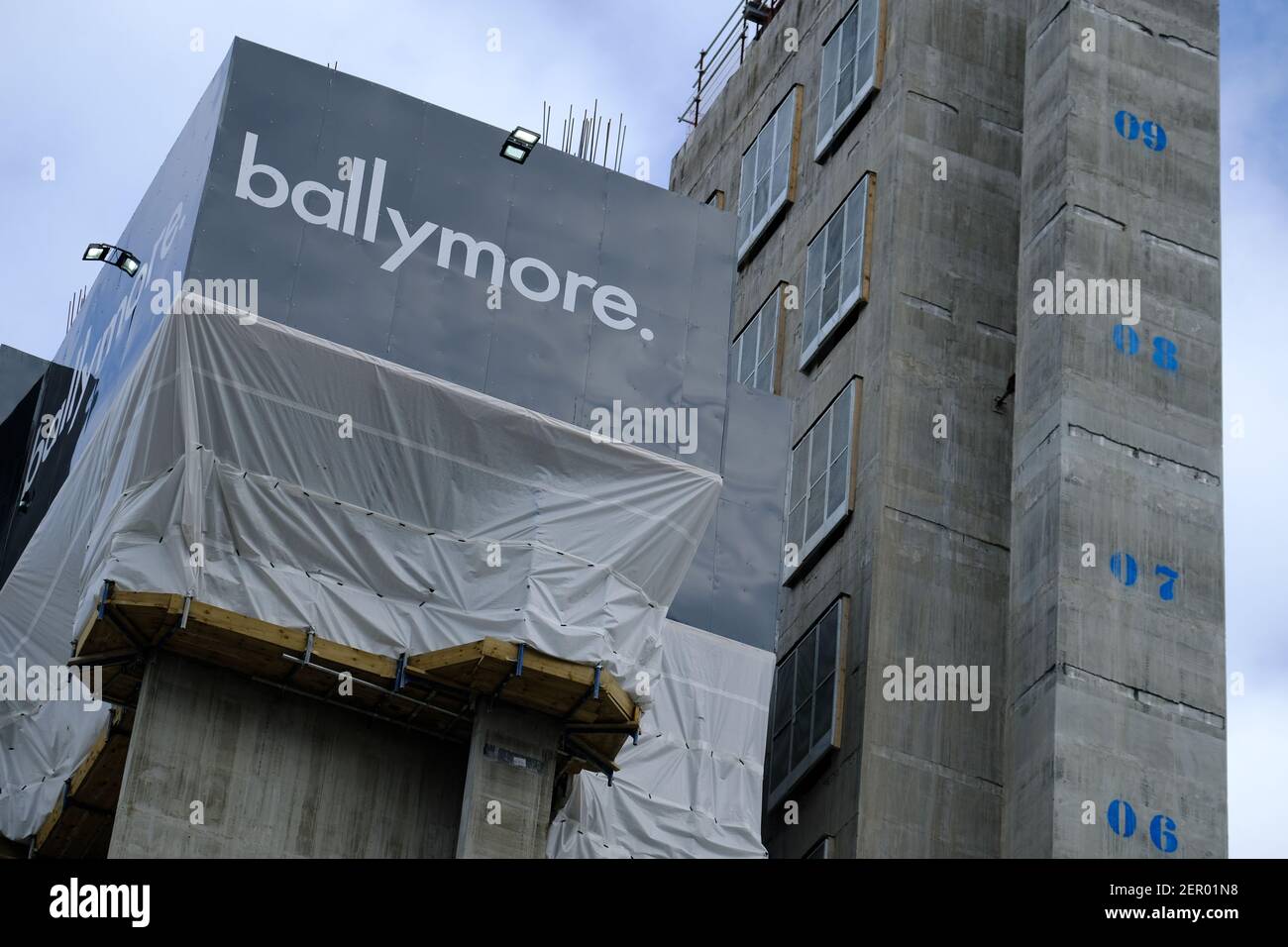 Ballymore signage is pictured during construction of the Legacy ...