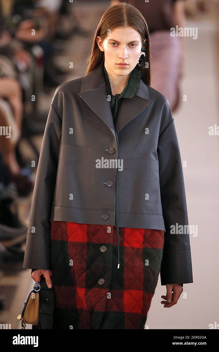 Model Silke Van Daal walks on the runway during the Carven Fashion Show ...