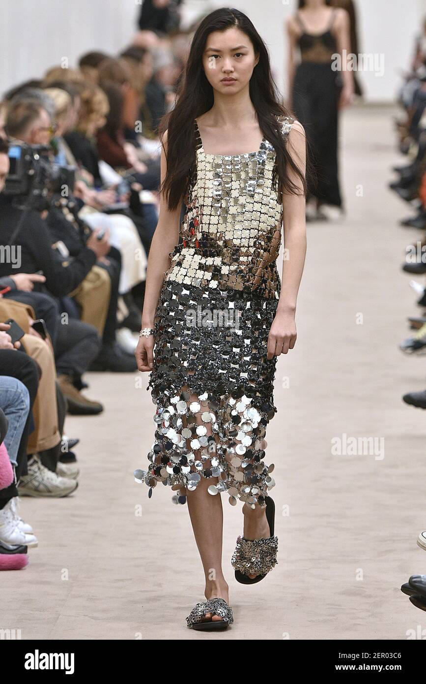 Model Estelle Chen walks on the runway during the Paco Rabanne Fashion Show during Paris Fashion ...