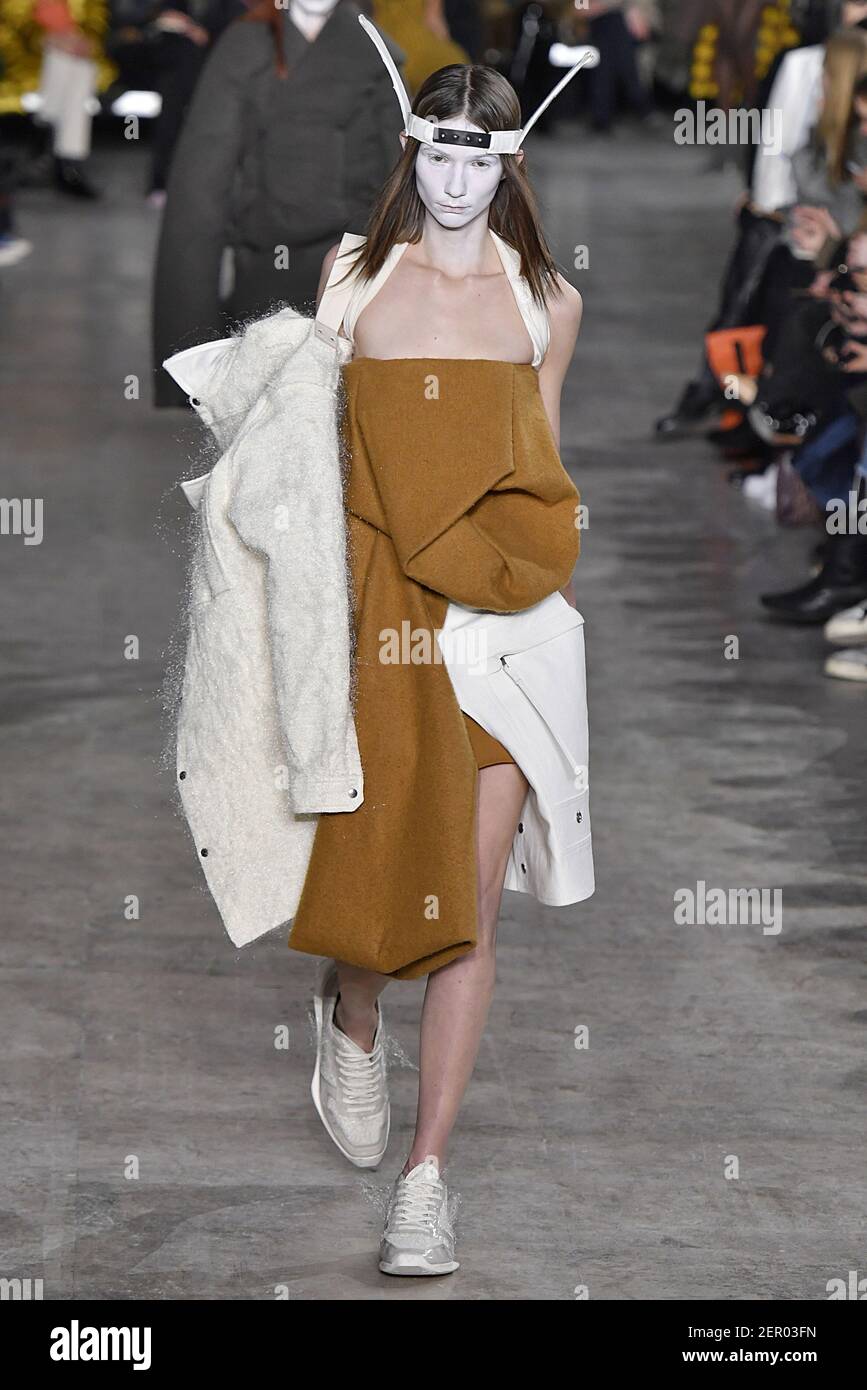 Model Marion Ravel walks on the runway during the Rick Owens Fashion ...