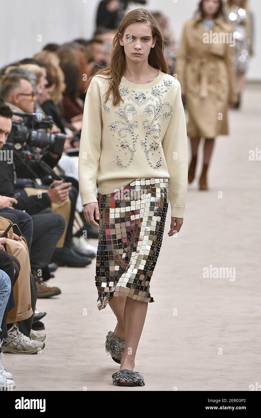 Model Nina Marker walks on the runway during the Paco Rabanne Fashion Show during Paris Fashion ...