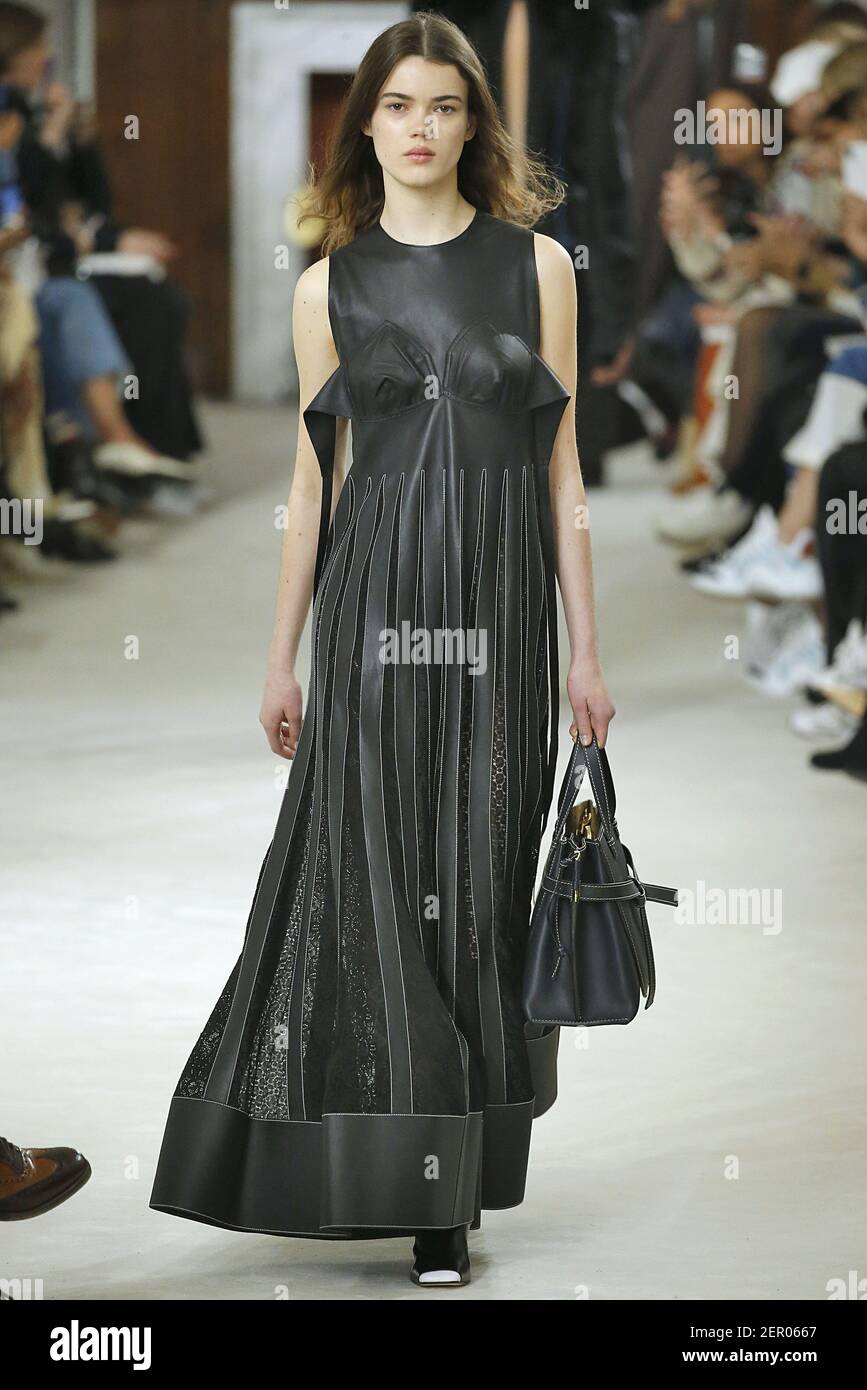 Model Hannah Sprehe walks on the runway during the Loewe Fashion Show ...