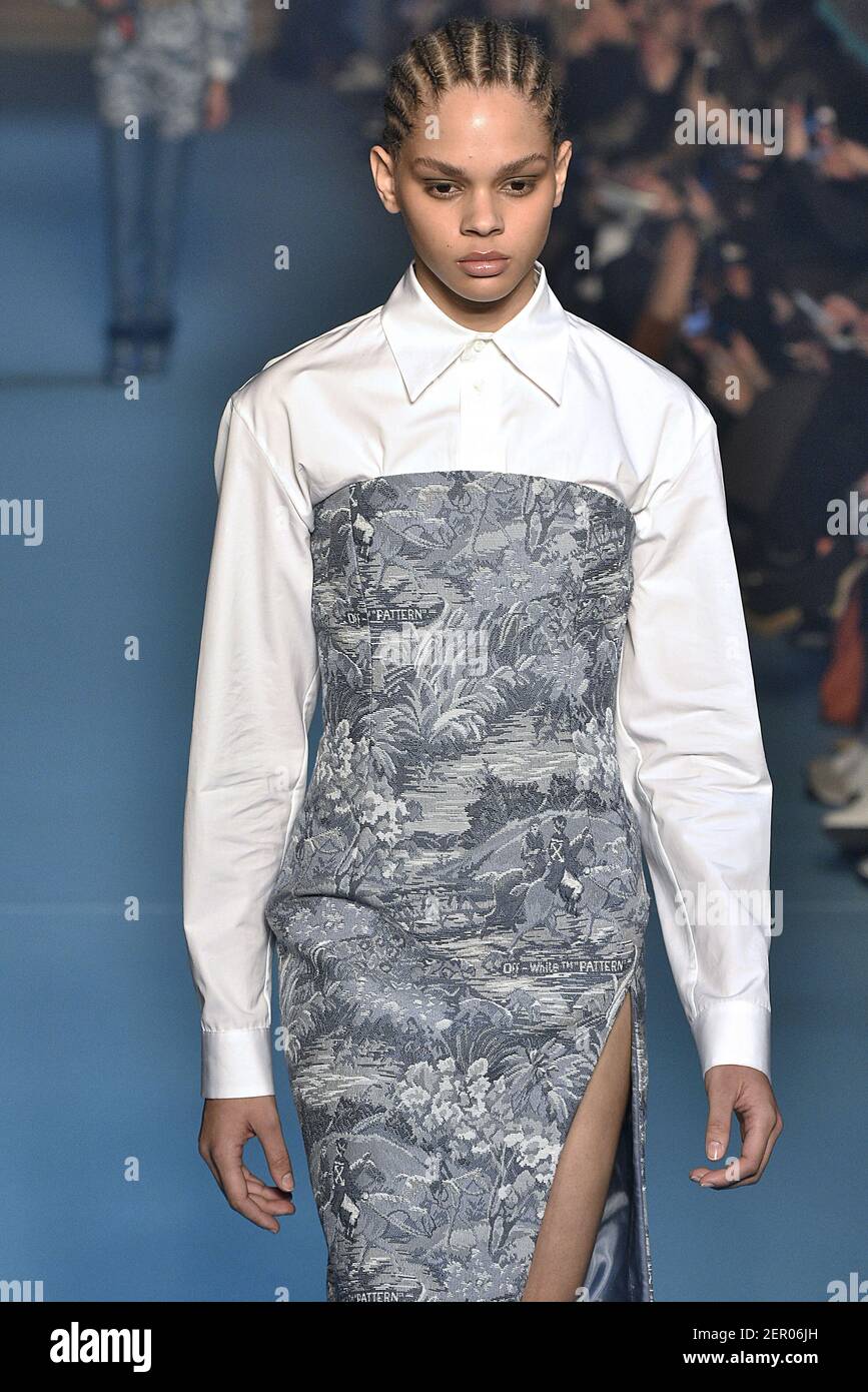 Model Hiandra Martinez walks on the runway during the Off-White Fashion ...