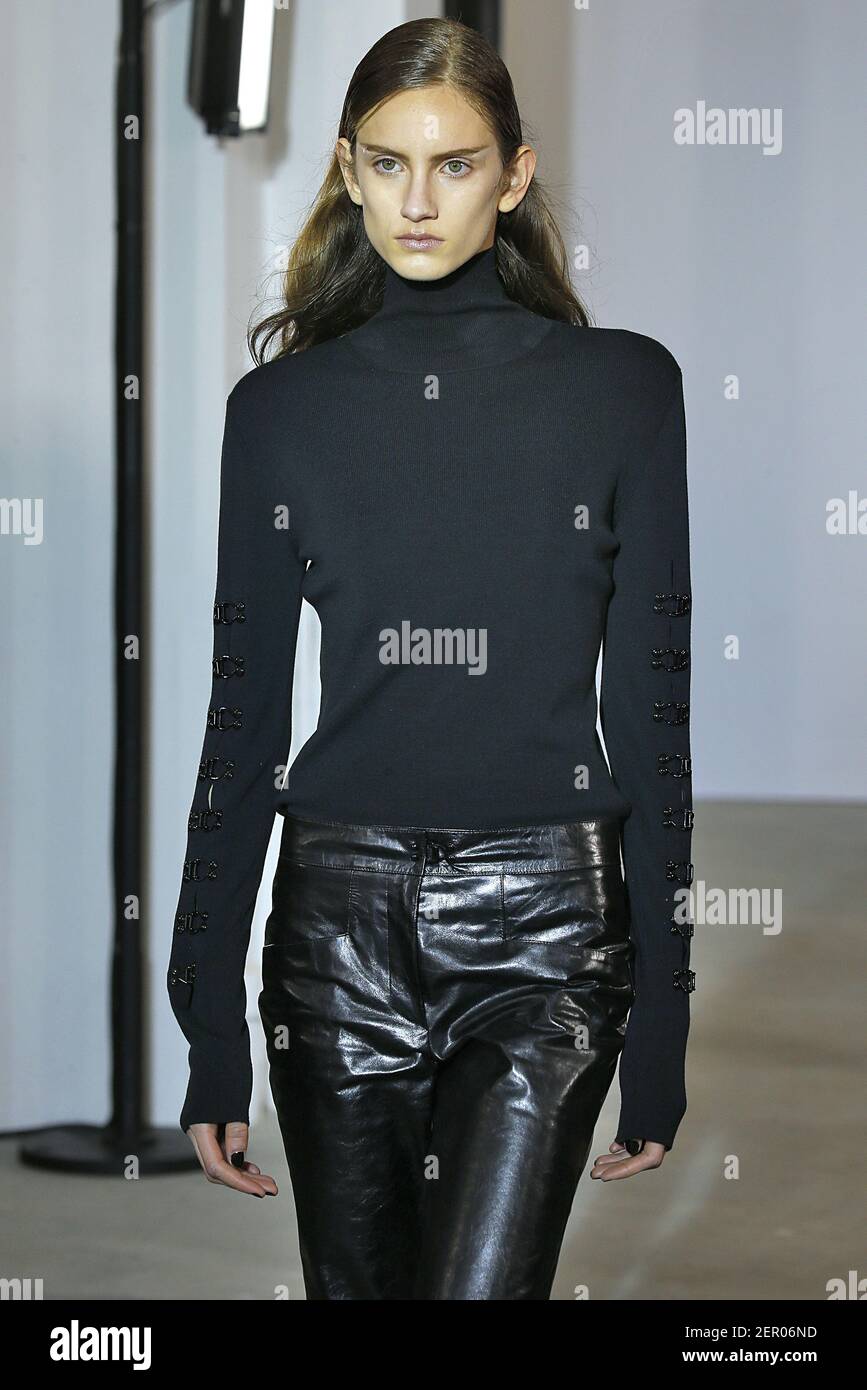 Model Sarah Berger walks on the runway during the Olivier Theyskens ...