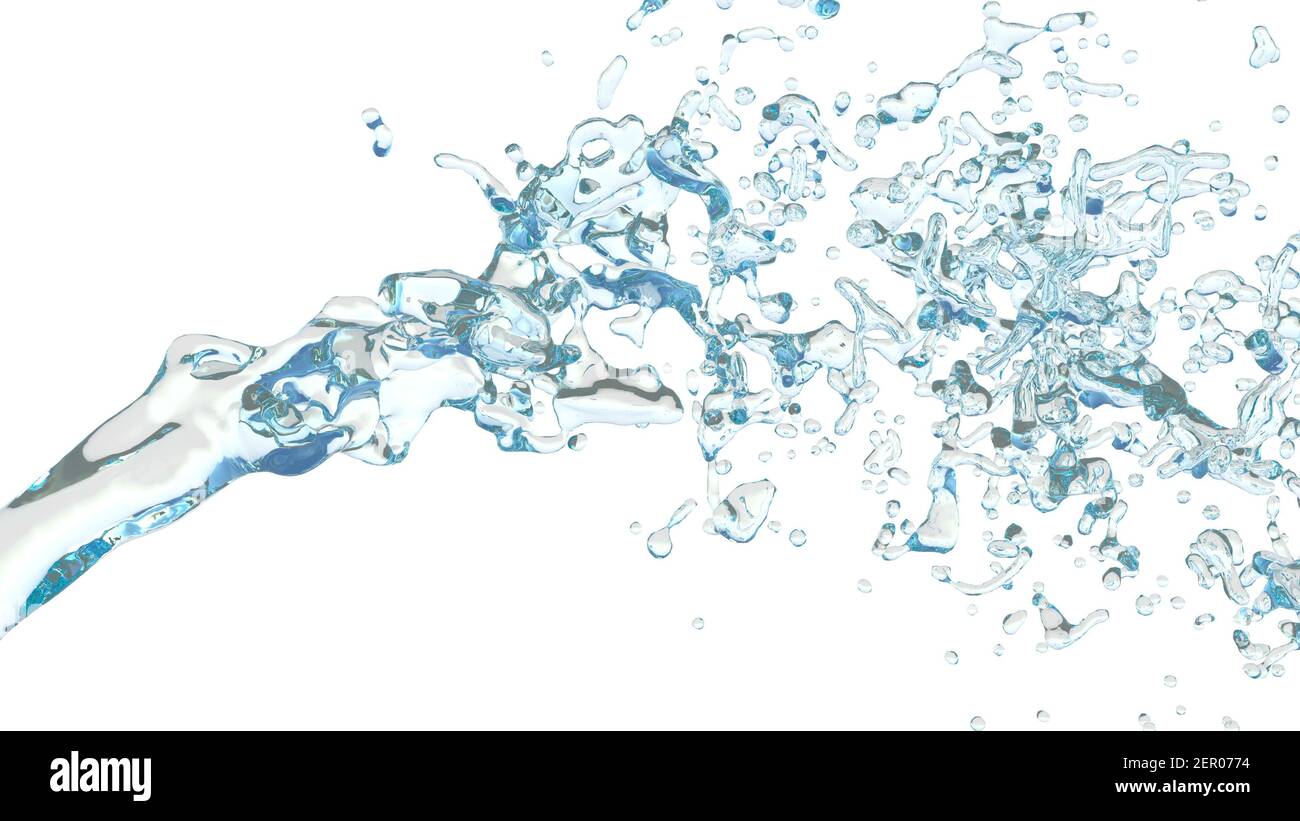 Slow motion jet water on white Cold liquid 1000fps 3d render Stock ...