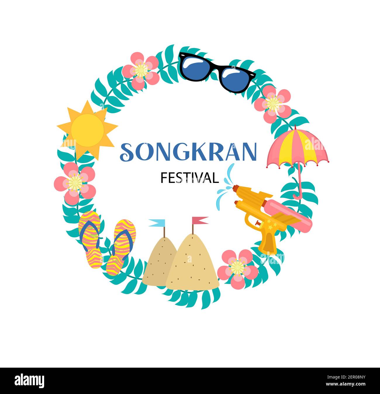 Happy Songkran festival Thailand beautiful design background, vector ...