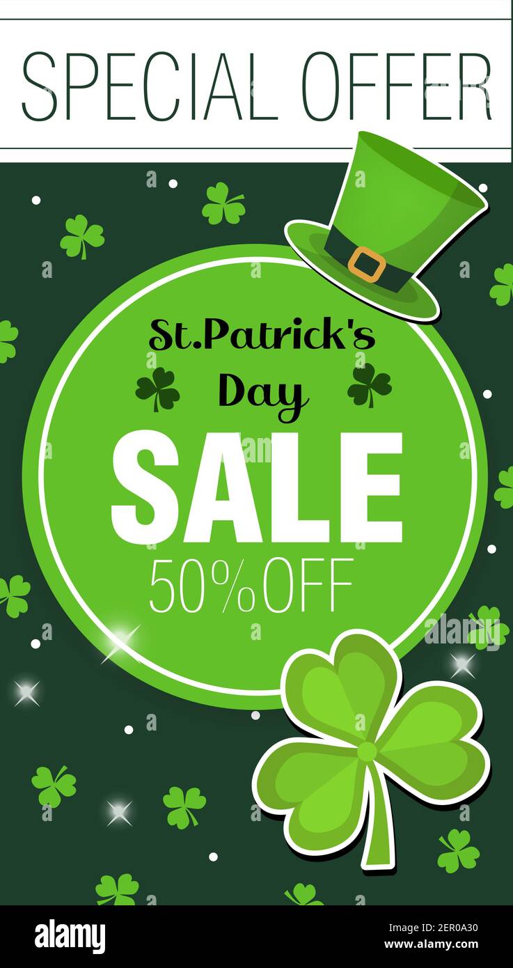 St. Patrick Day discounts promotions, poster, flyer. Super Sale ...