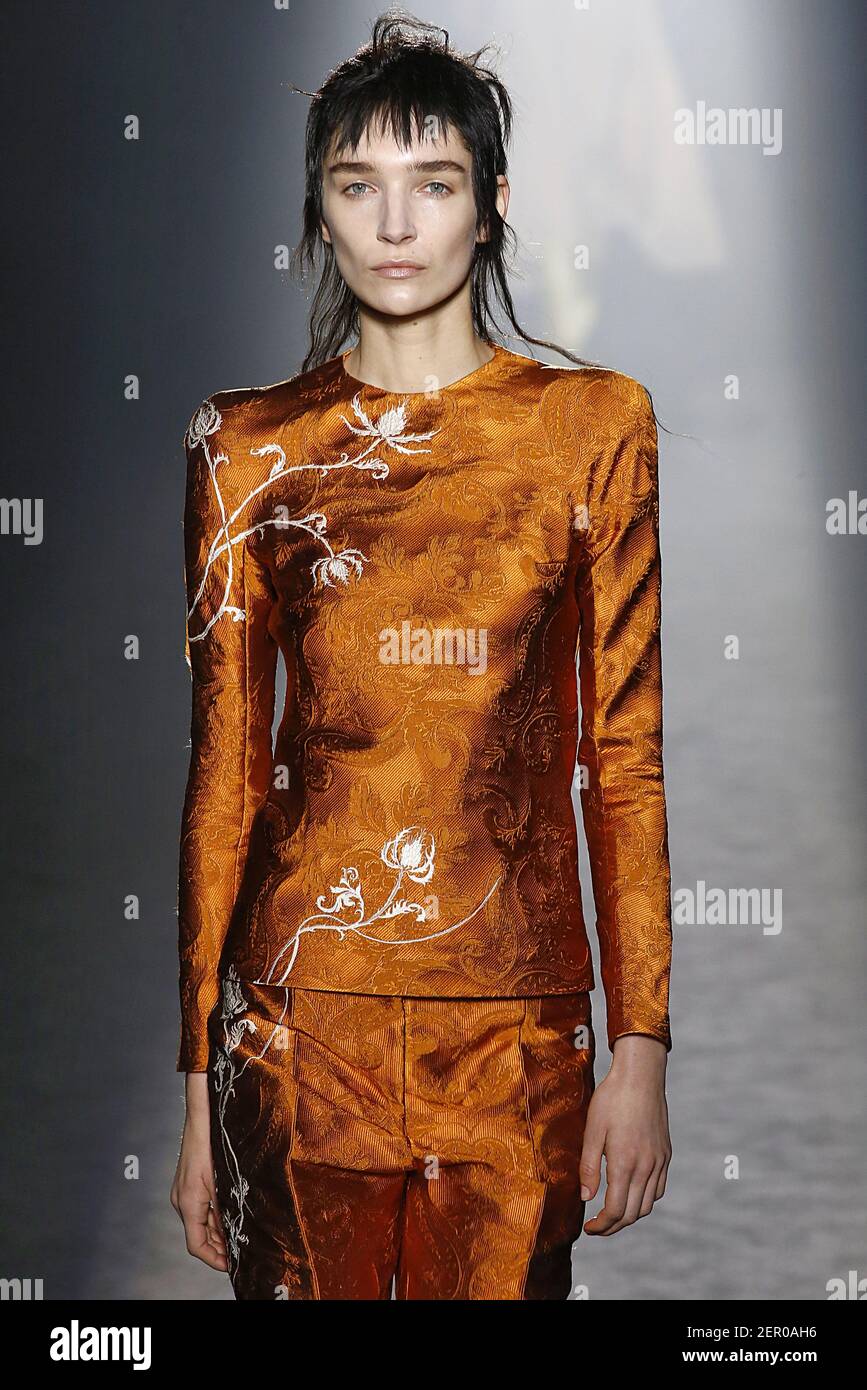 Model Janice Alida walks on the runway during the Haider Ackermann ...