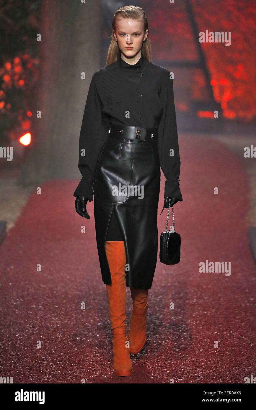 Model Hannah Motler walks on the runway during the Hermès Fashion Show ...