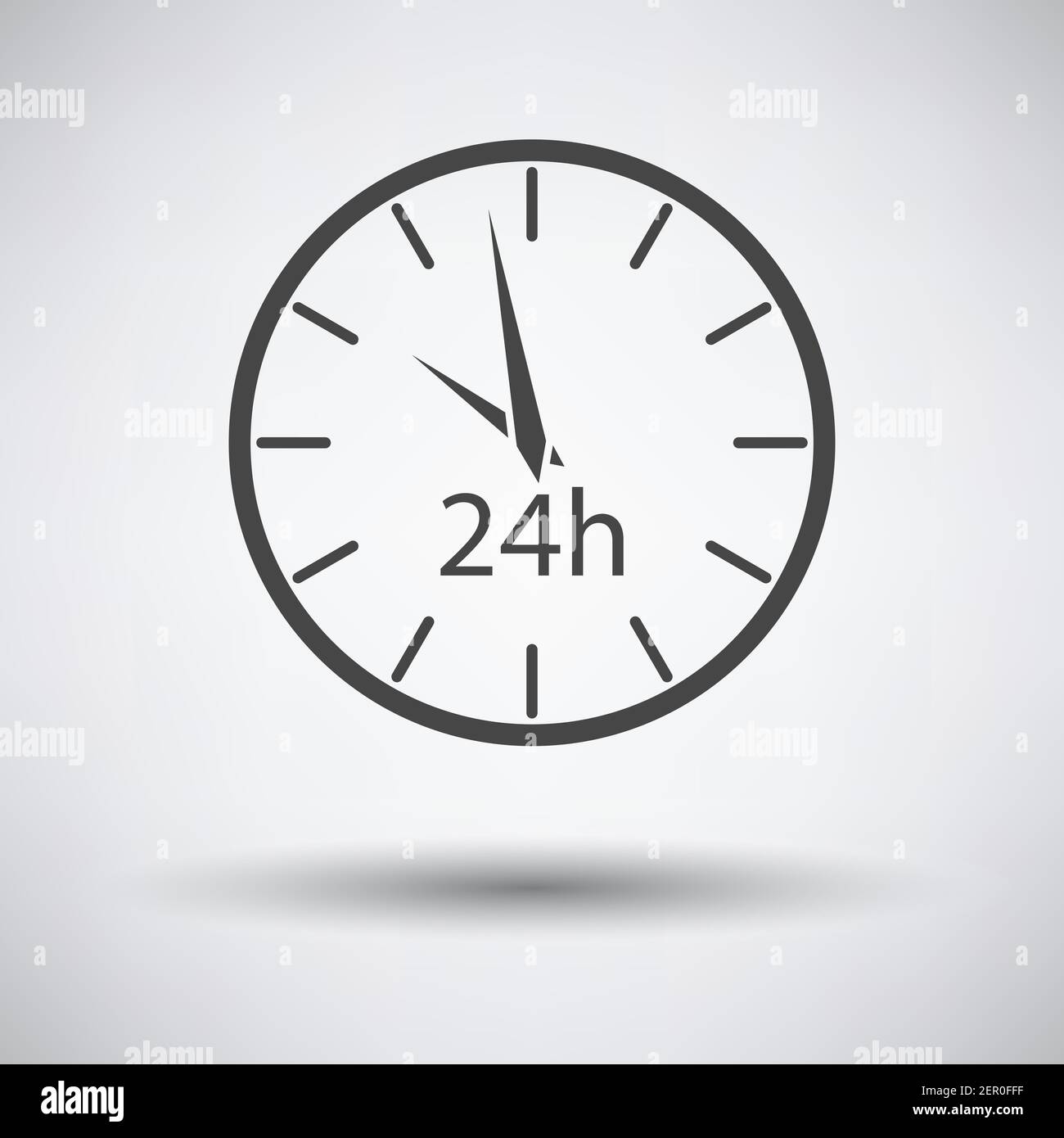 24 Hours Clock Icon. Dark Gray on Gray Background With Round Shadow ...