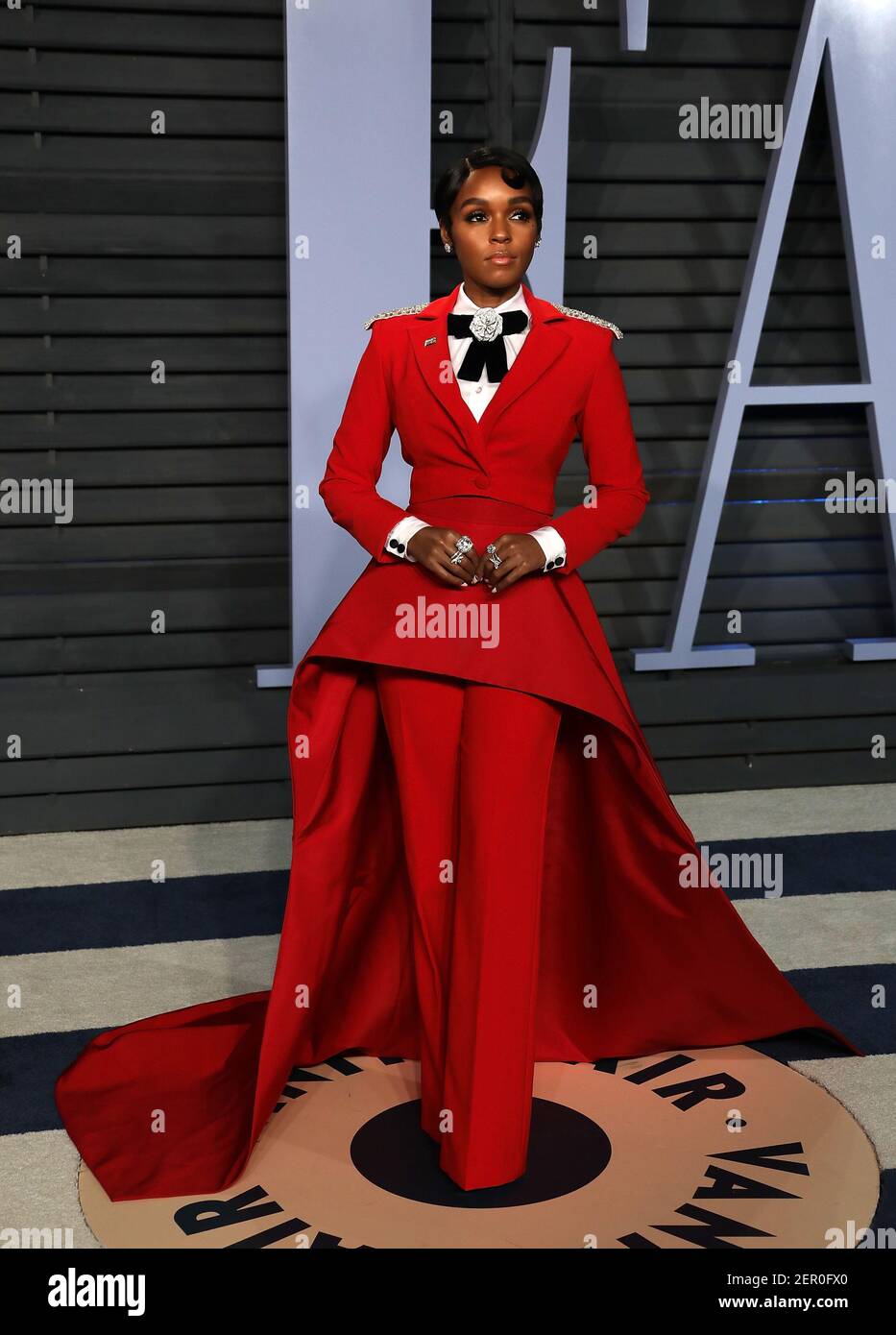 Janelle Monae walking on the red carpet at the 2018 Vanity Fair Oscar ...
