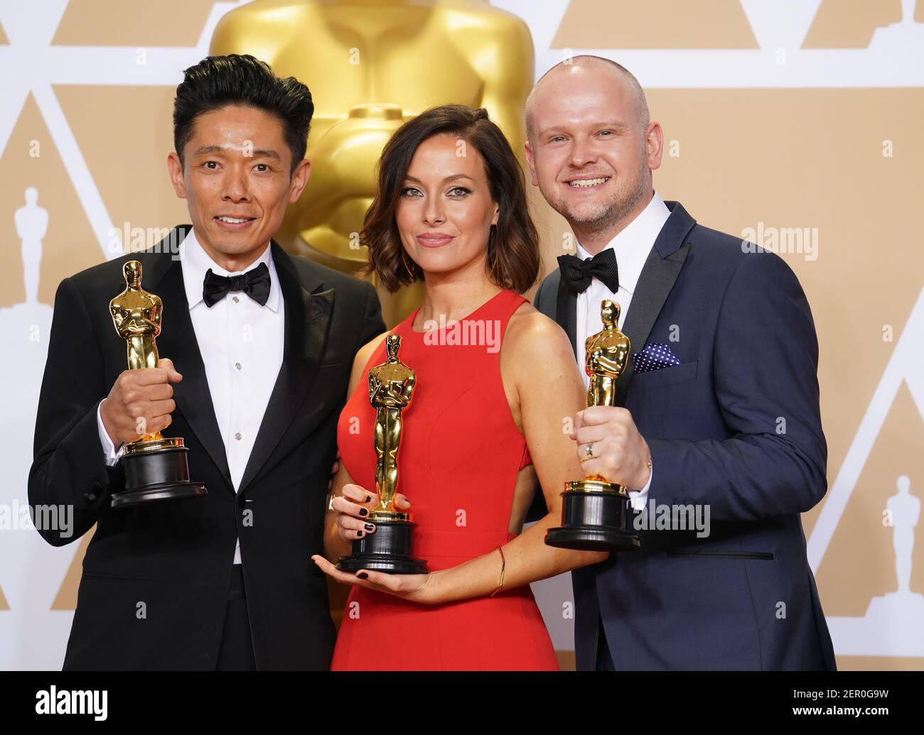 Kazuhiro Tsuji, Lucy Sibbick, and David Malinowski posing in the Press ...