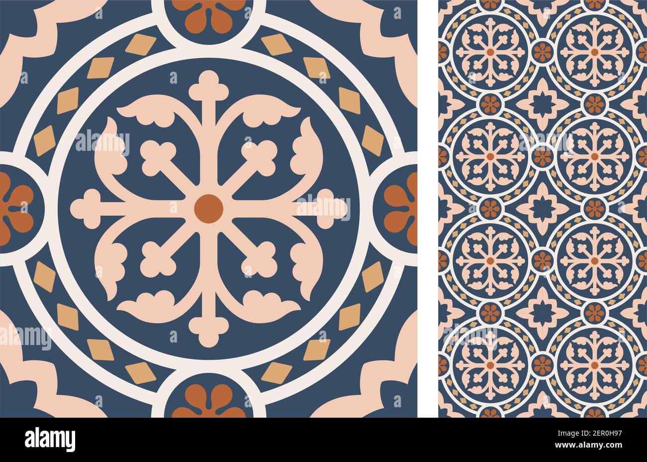 Set of patterned azulejo floor tiles. Abstract geometric background ...