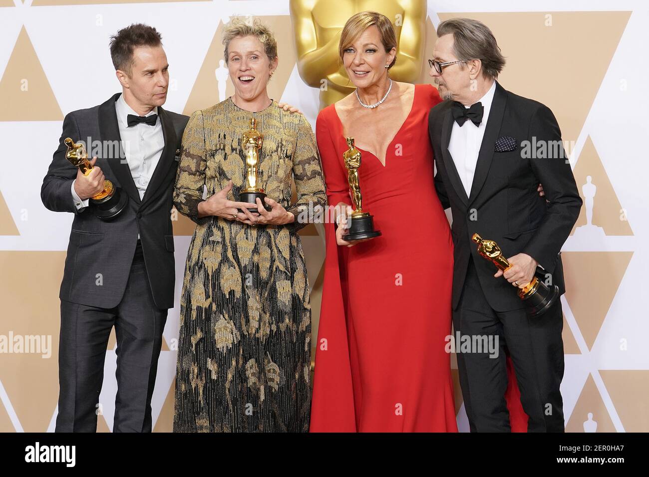 Sam Rockwell, Frances McDormand, Allison Janney, and Gary Oldman posing ...