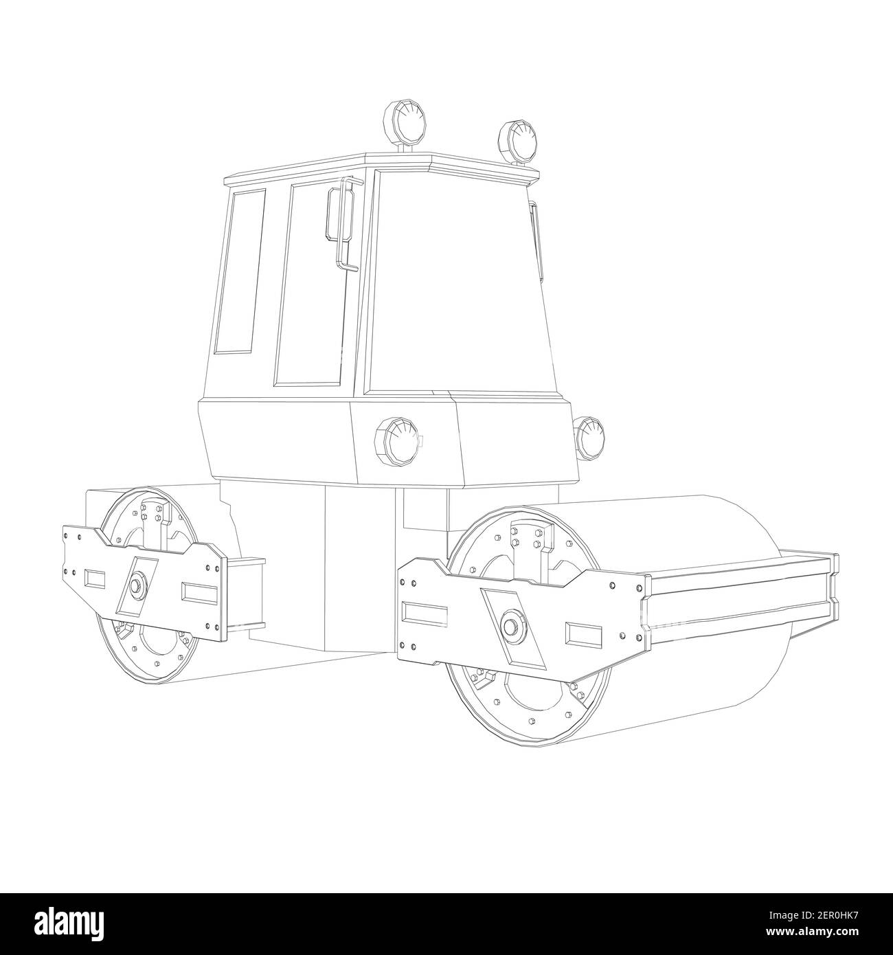 Asphalt paving machine outline. Side view. Vector illustration Stock ...
