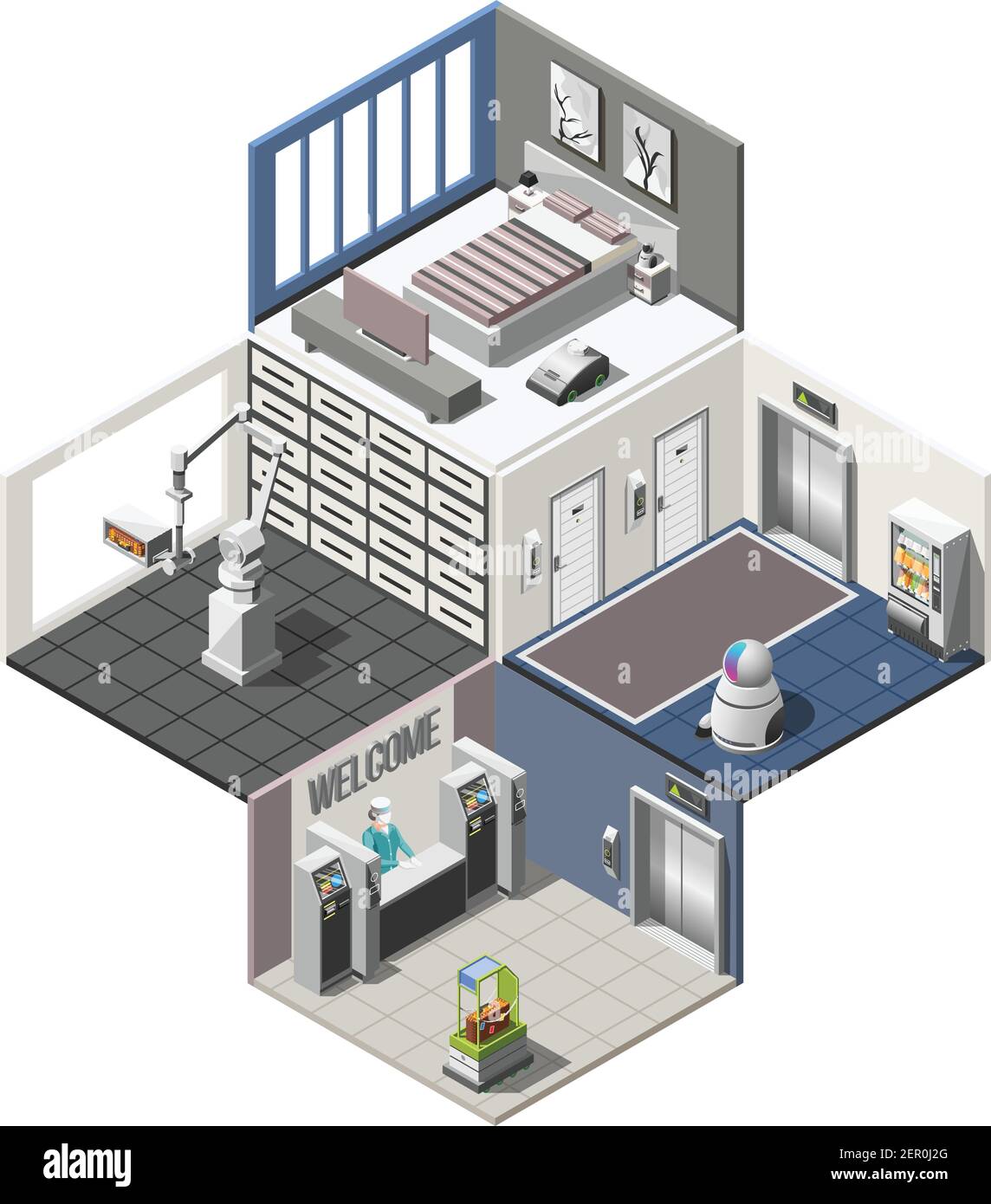 Robot hotel reception Stock Vector Images - Alamy