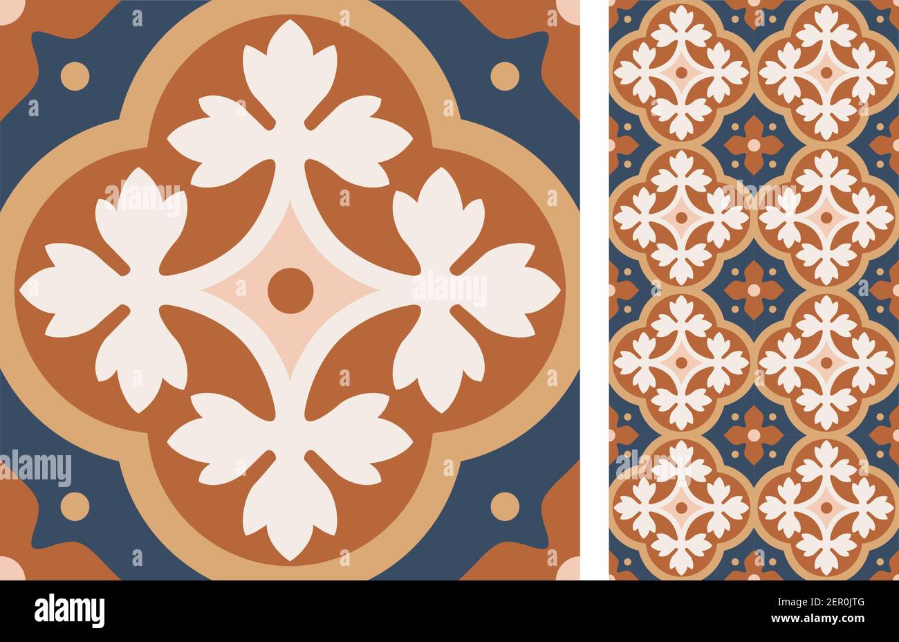 Set of patterned azulejo floor tiles. Abstract geometric background ...