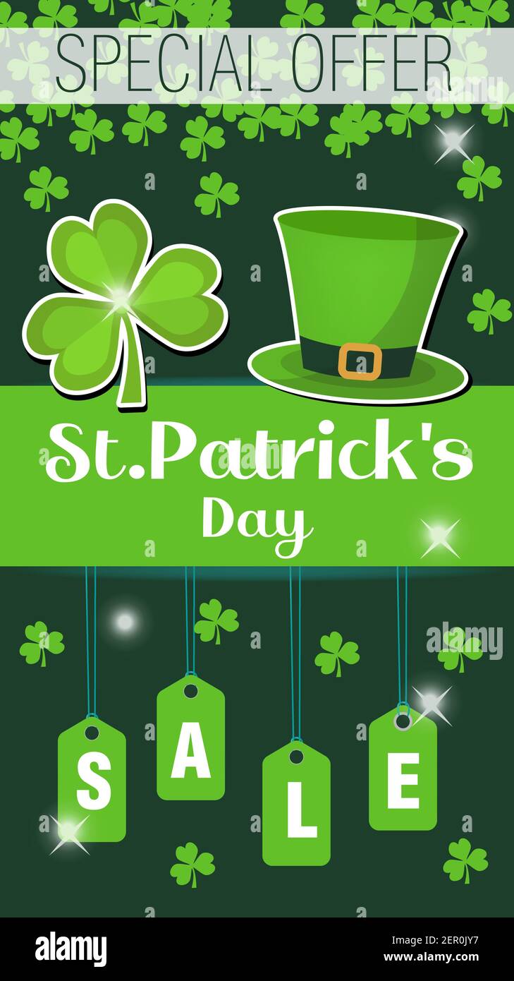 St. Patrick Day discounts promotions, poster, flyer. Super Sale ...