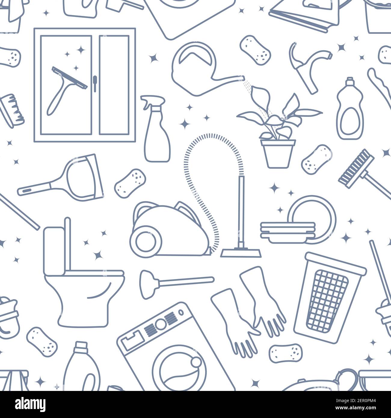 Vector Seamless pattern Illustration Cleaning Maid service Housekeeping ...