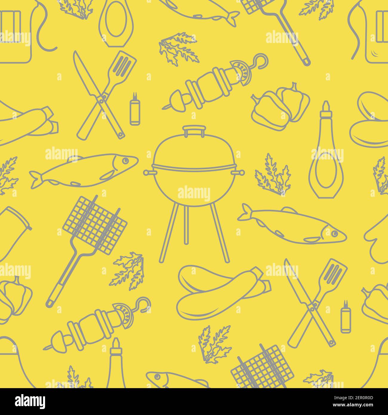 Seamless pattern with grill and barbecue tools. BBQ party background ...
