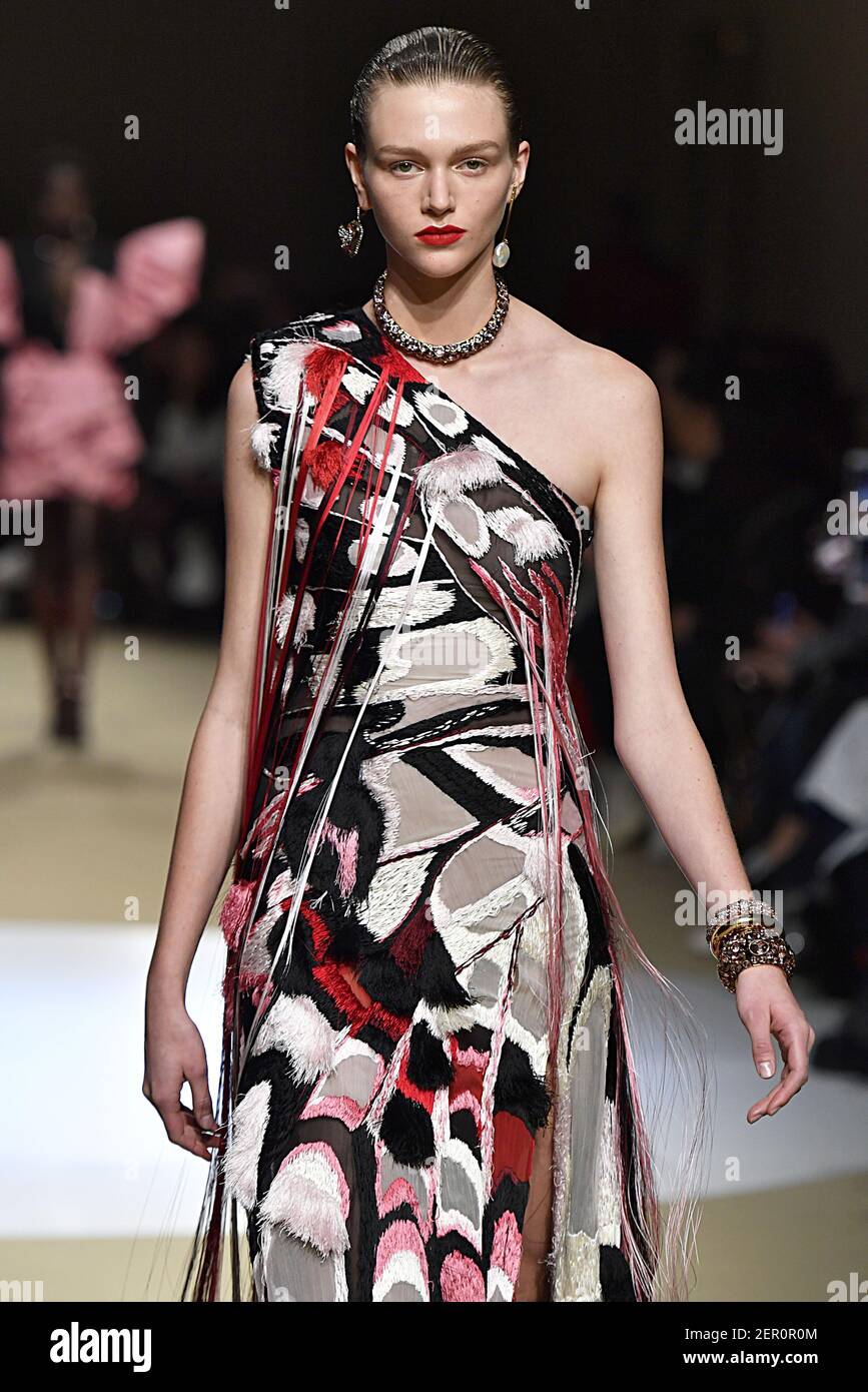 Model Natalie Ogg walks on the runway during the Alexander McQueen ...