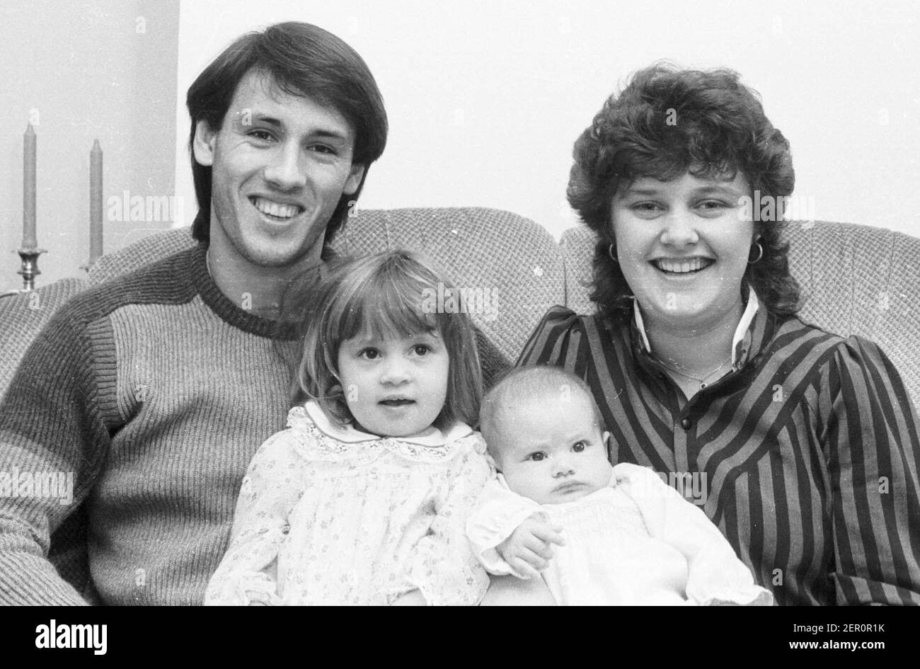 MARK HATELEY WITH WIFE BEVERLEY AND CHILDREN EMMA (3) AND LUCY (9MTHS ...