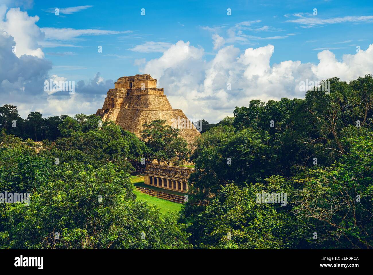 Pyramid of the Magician, uxmal, located in yucatan, mexico Stock Photo ...