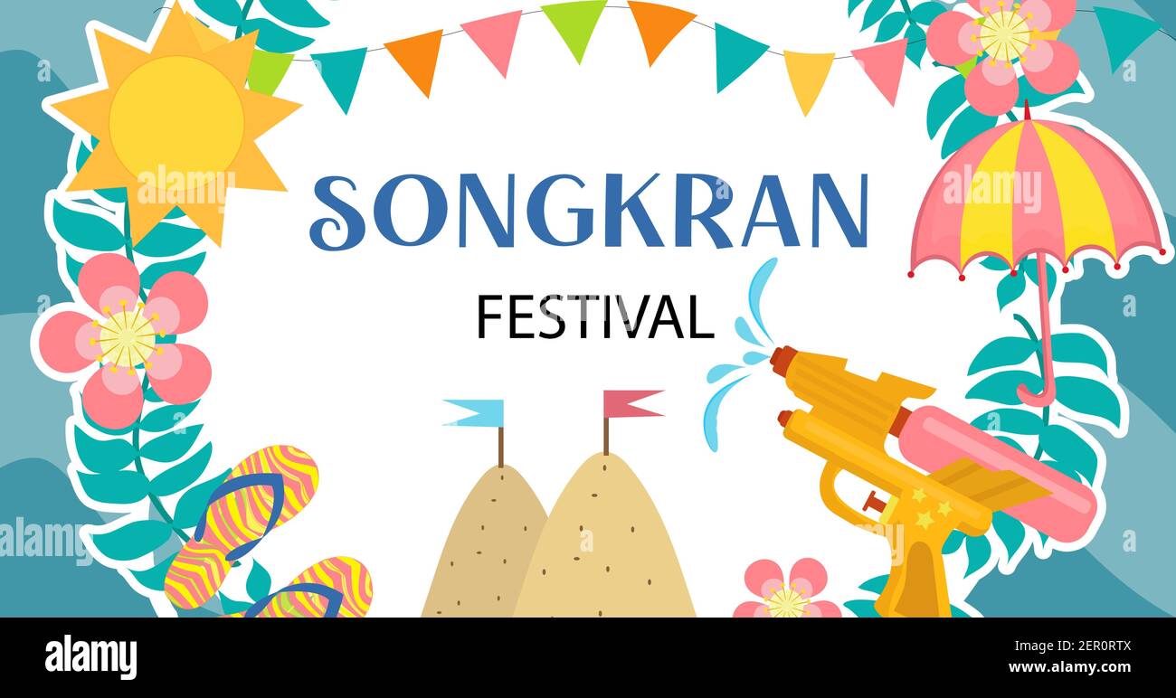 Happy Songkran festival Thailand beautiful design background, vector ...