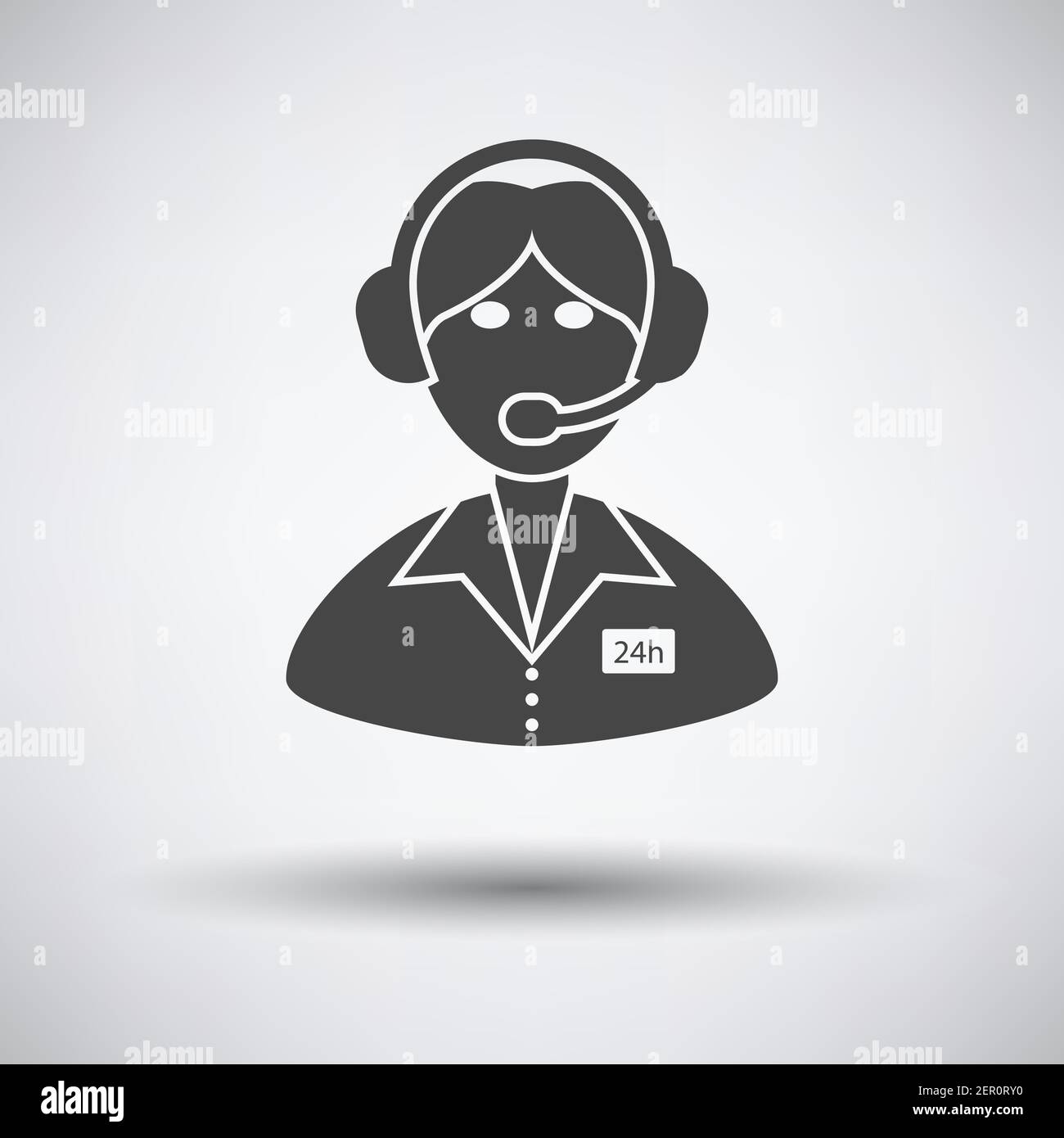 24 Hour Operator Icon. Dark Gray on Gray Background With Round Shadow. Vector Illustration Stock ...