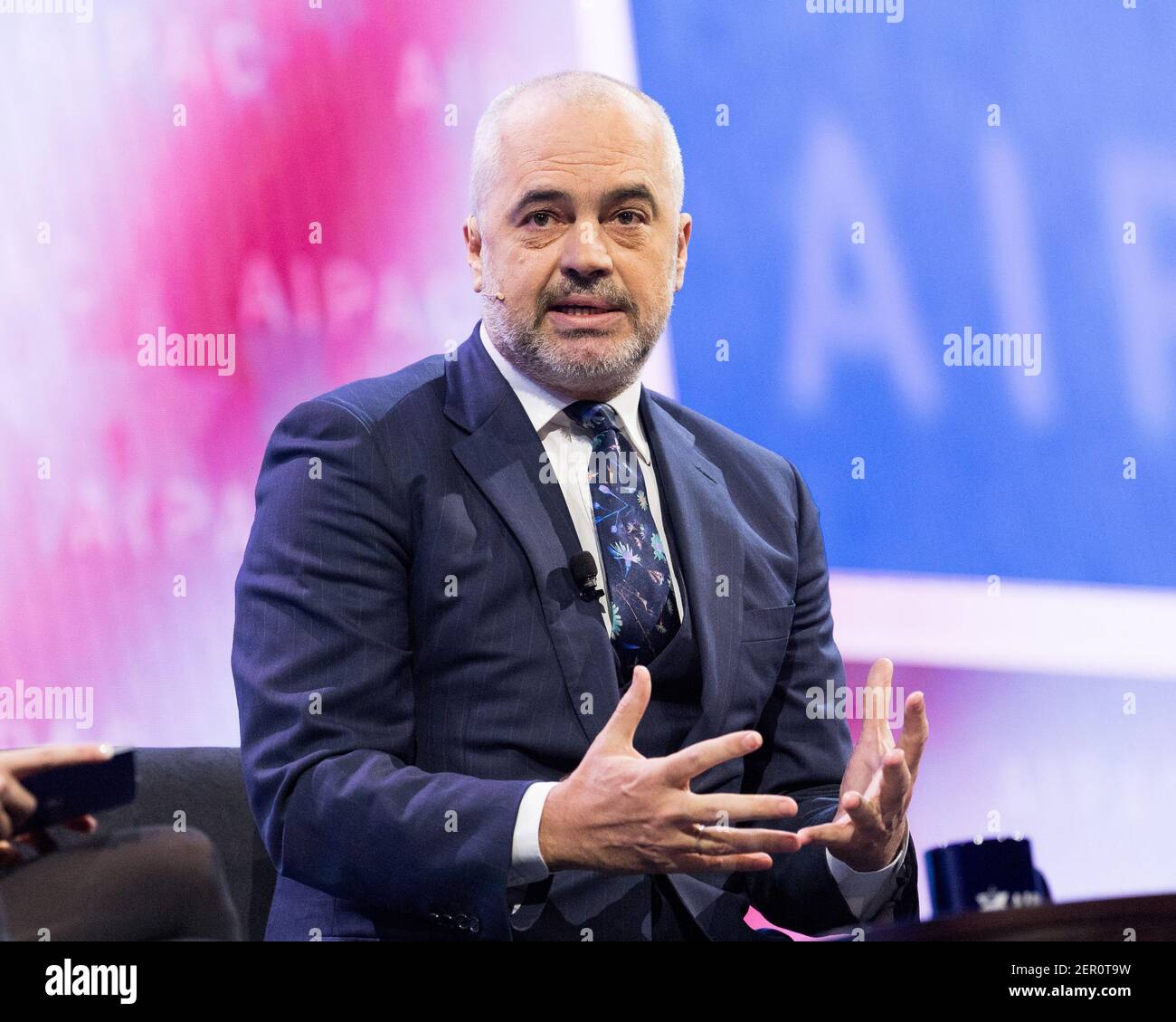Edi Rama, Prime Minister of Albania, speaking at the AIPAC (American ...