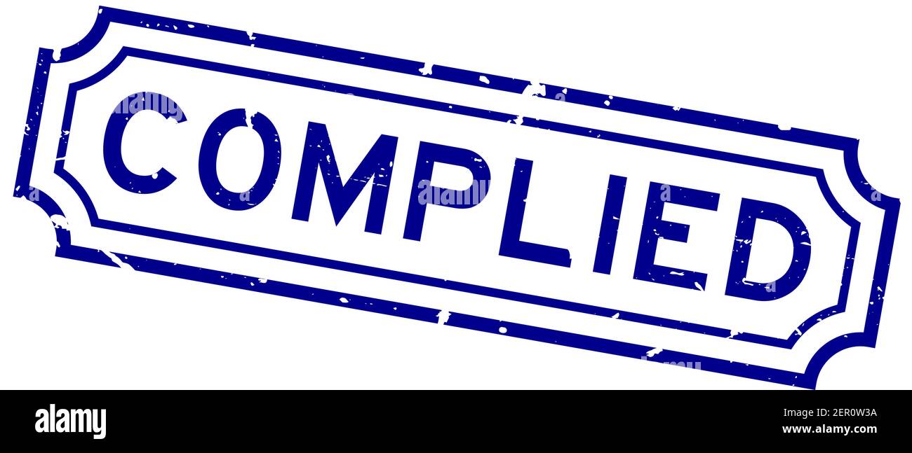 Grunge blue complied word rubber seal stamp on white background Stock Vector Image & Art - Alamy