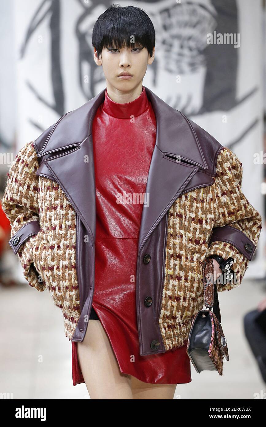 Model J Moon walks on the runway during the Miu Miu Fashion Show during ...