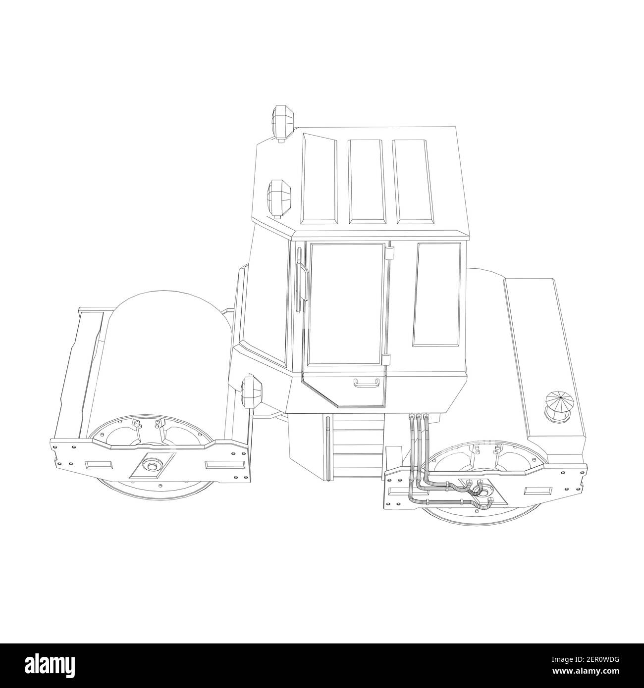 Asphalt paving machine outline. Isometric view. Vector illustration ...