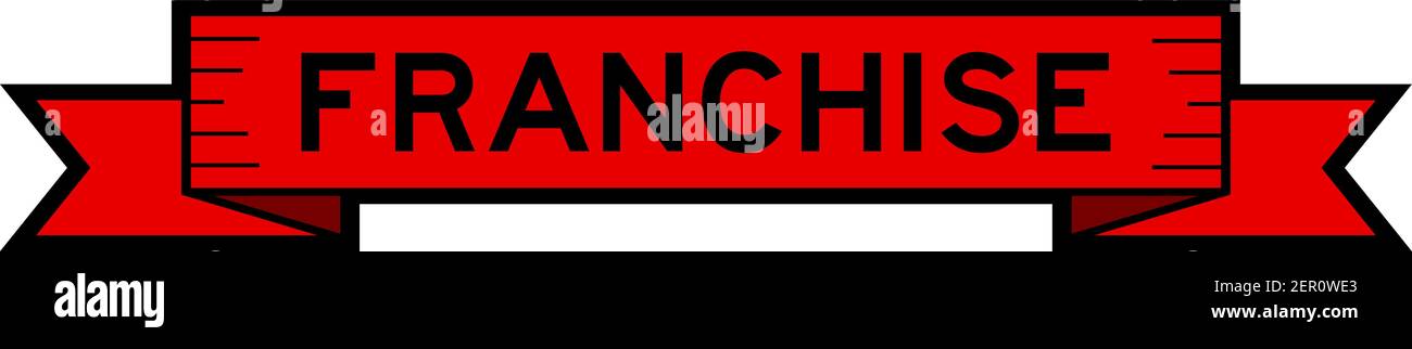 Vintage red color label banner with word franchise on white background ...