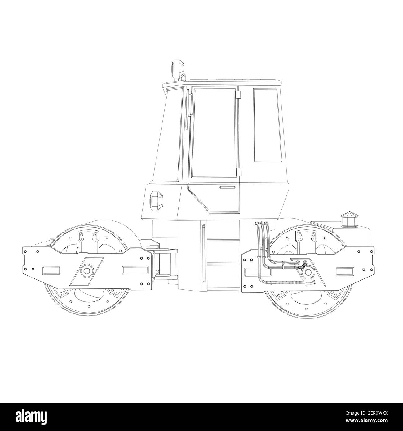 Asphalt paving machine outline. Side view. Vector illustration Stock ...