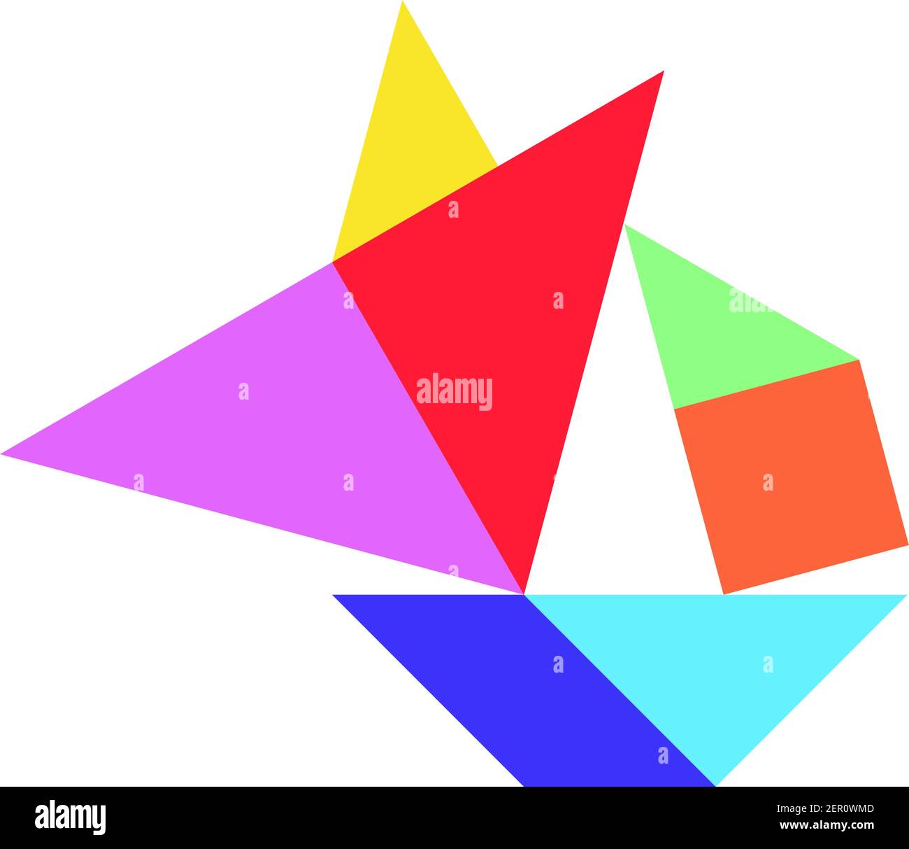 Color tangram puzzle in sailing boat shape on white background Stock ...