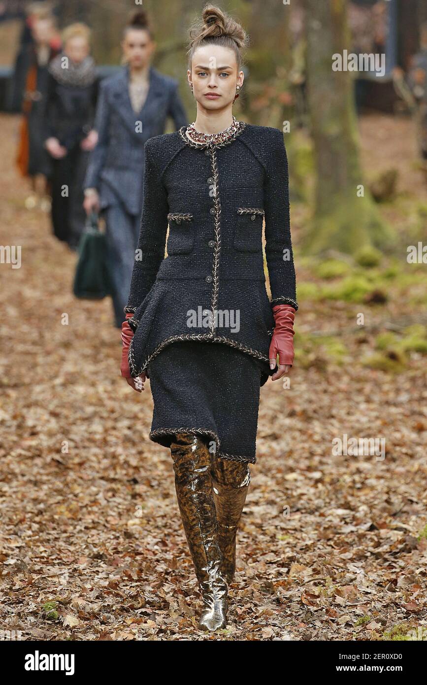 Model Birgit Kos walks on the runway during the Chanel Fashion Show ...