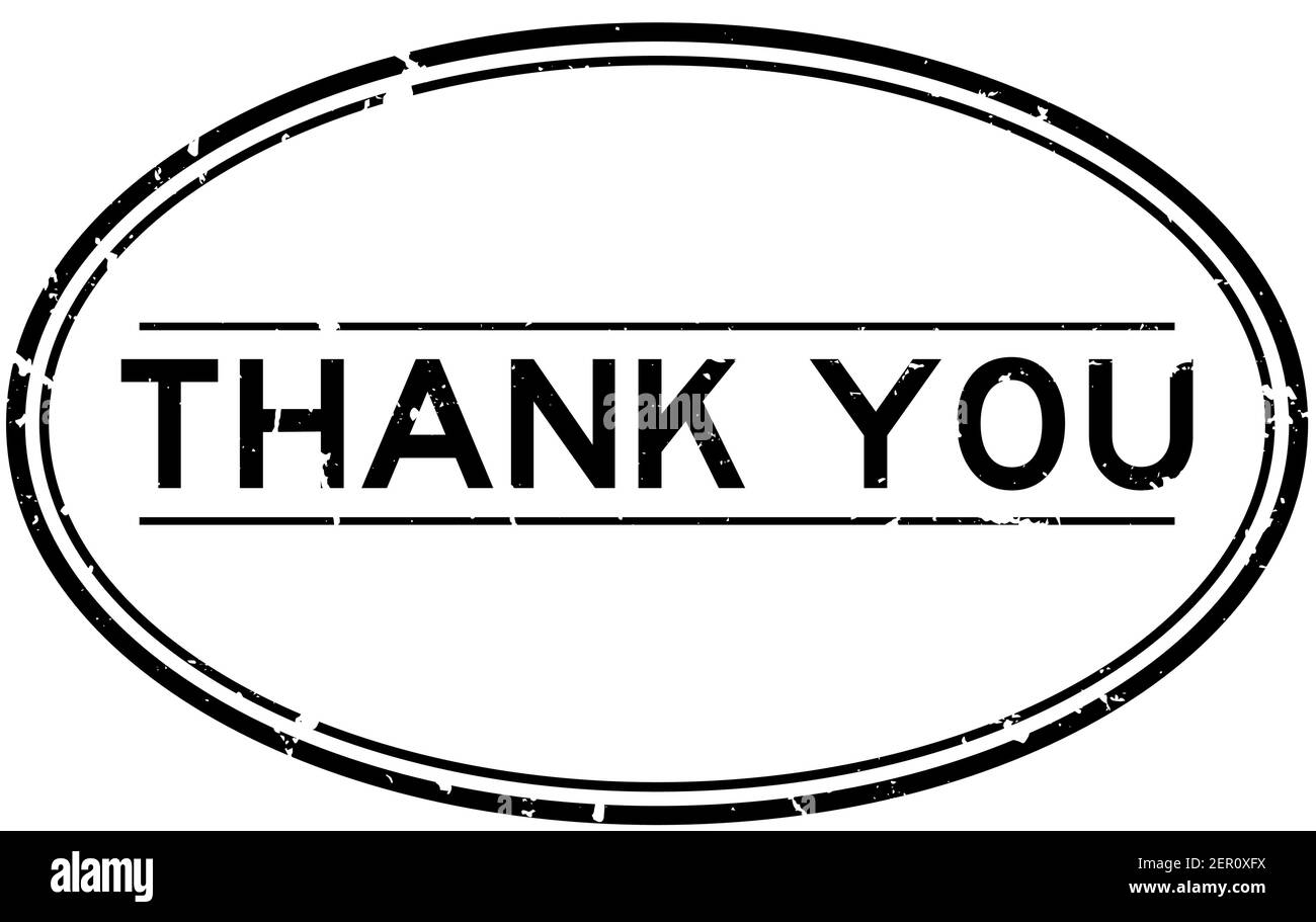 Grunge black thank you word oval rubber seal stamp on white background ...