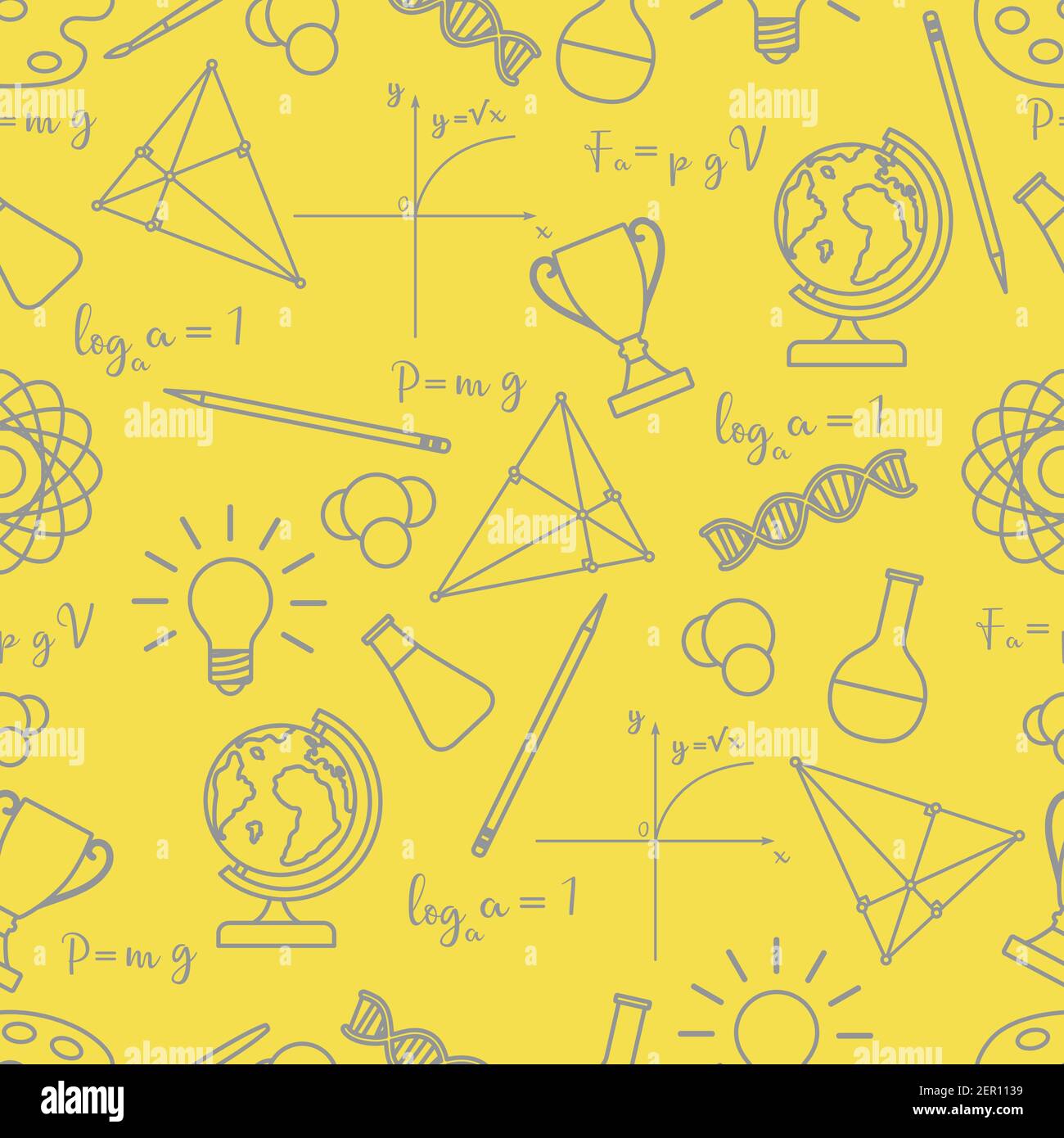 Vector seamless pattern with scientific, education elements: globe ...