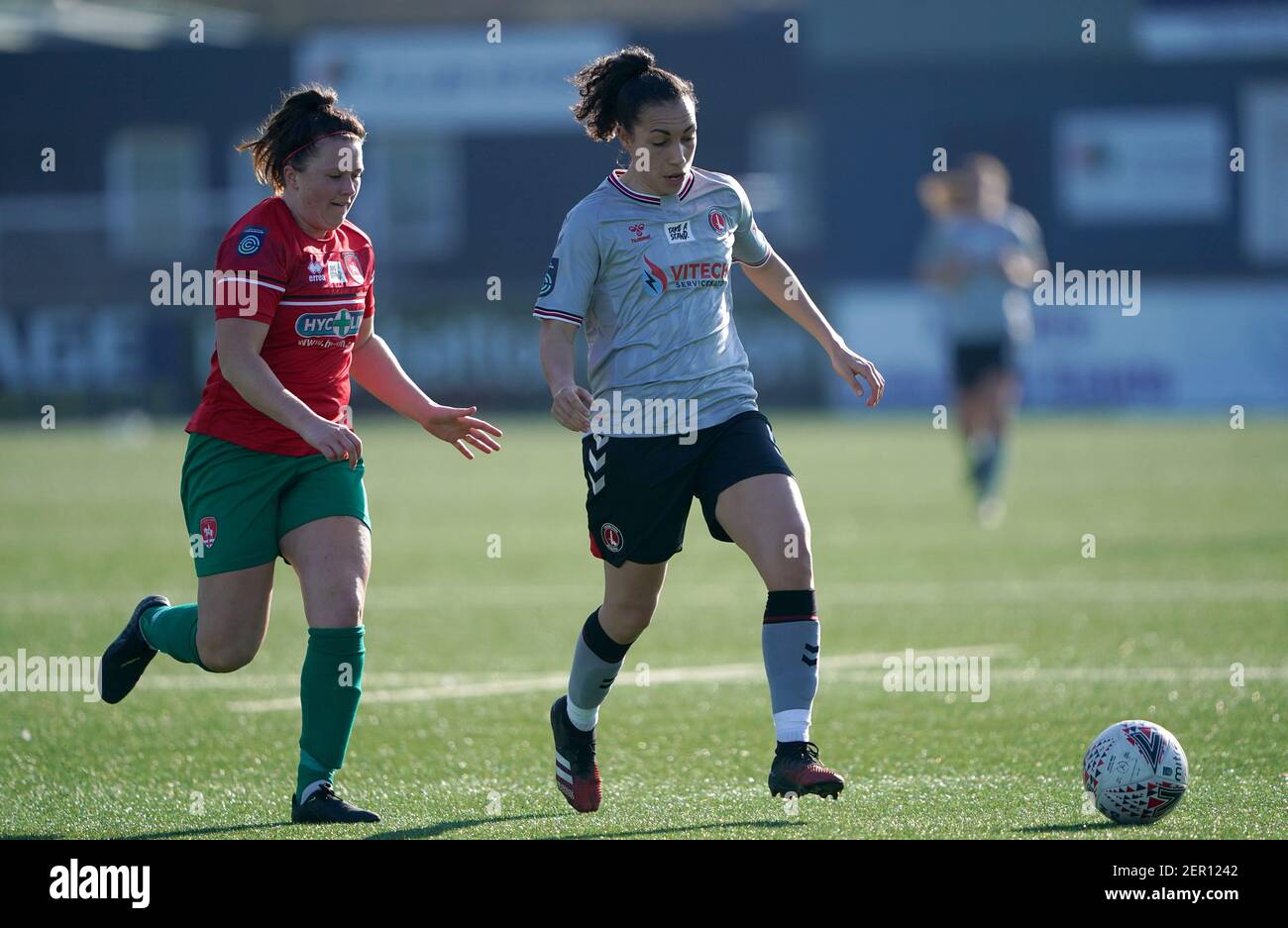 Coventry United's Nikki Miles (left) and Charlton Athletic's Jessica ...