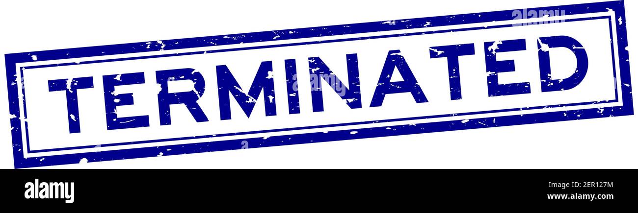 Grunge blue terminated word square rubber seal stamp on white background Stock Vector Image ...